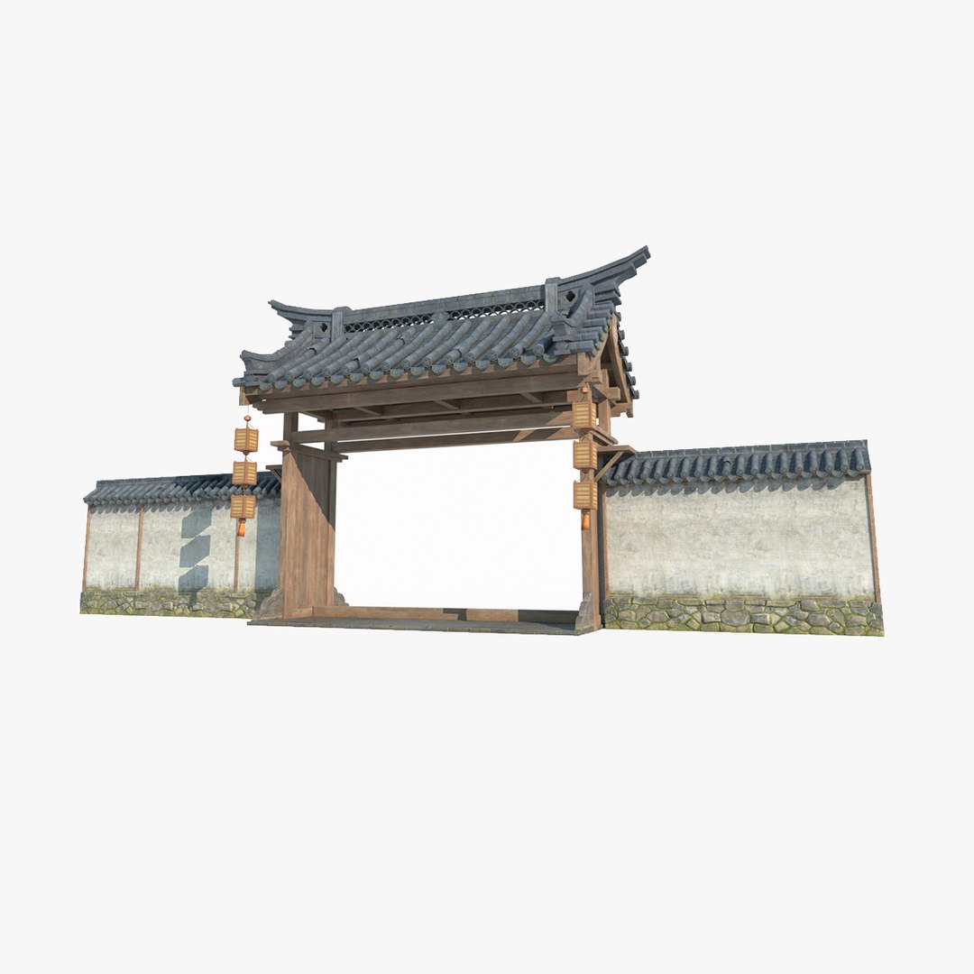 3D model Ancient Asian Architecture Village Gate - TurboSquid 2112720