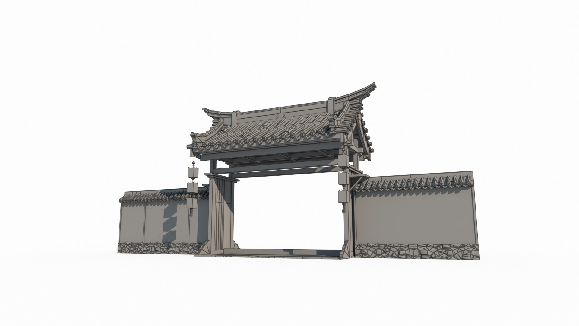 3D model Ancient Asian Architecture Village Gate - TurboSquid 2112720
