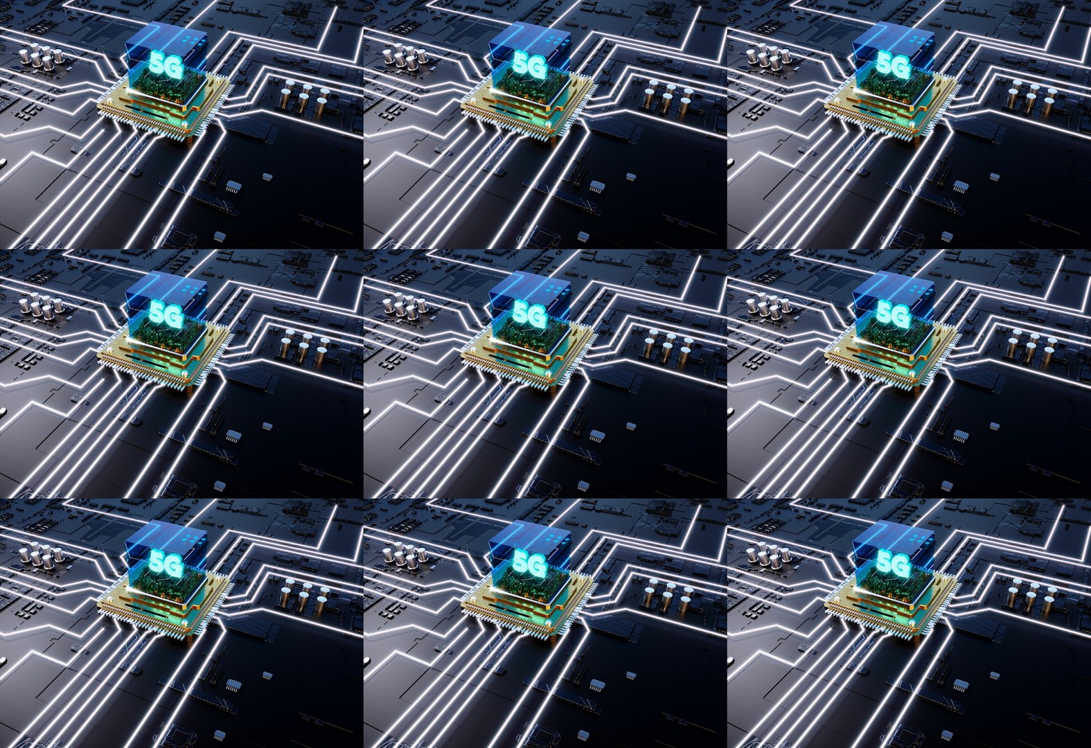 3D 5G Chip CPU Processor Technology Chip Energy Cube Data AI Data Flow ...