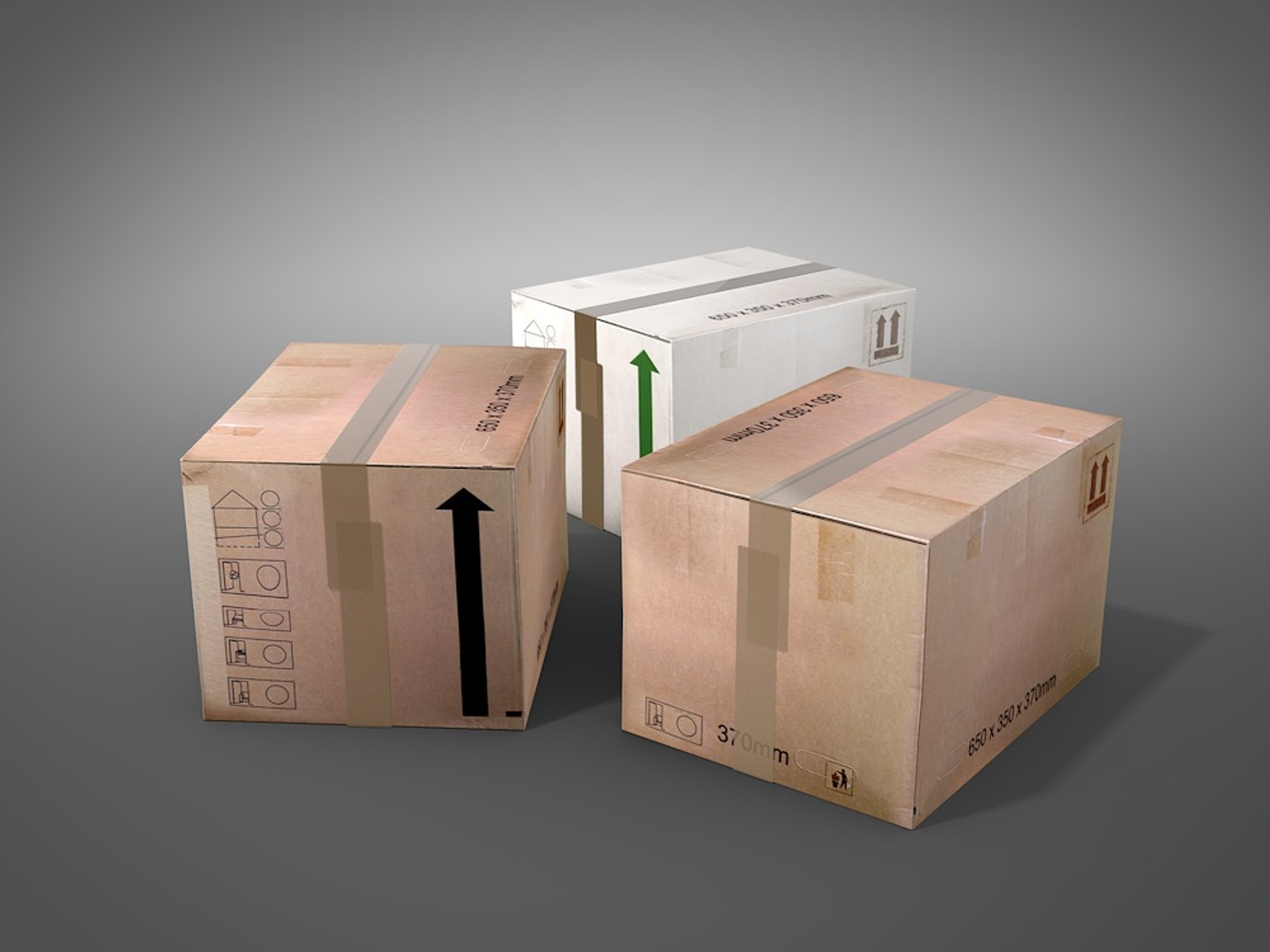 3d cardboard box model