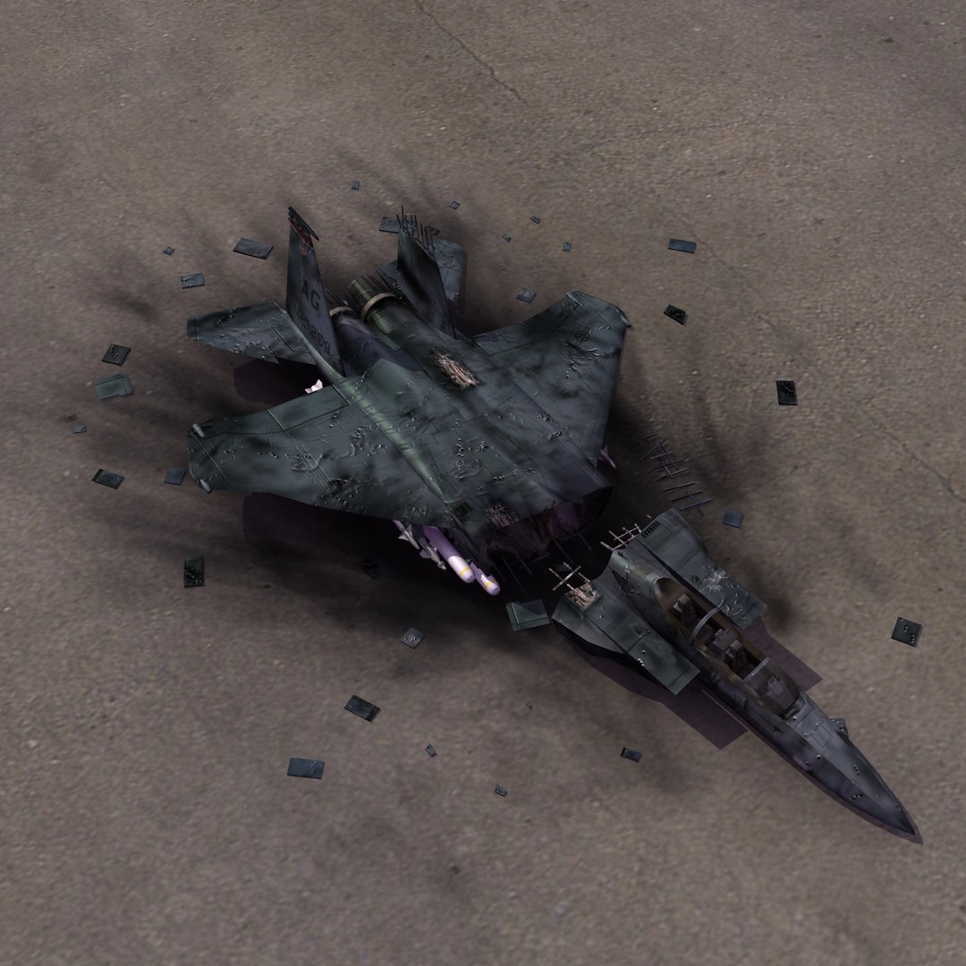 Crashed F15e Strike Eagle 3d Model
