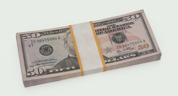 3d 50 dollar bill pack