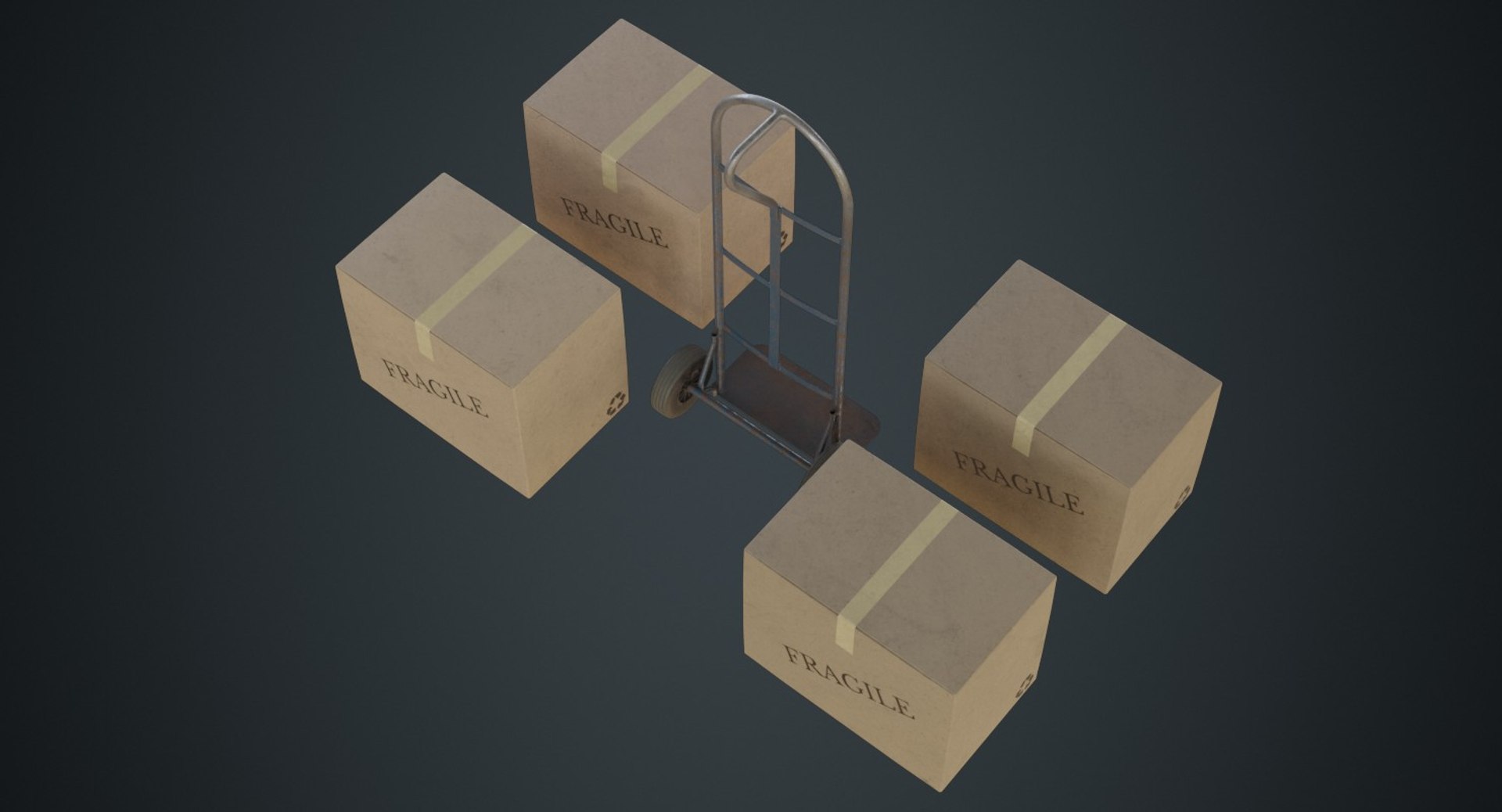Hand Truck Boxes 4b 3D Model - TurboSquid 1418708