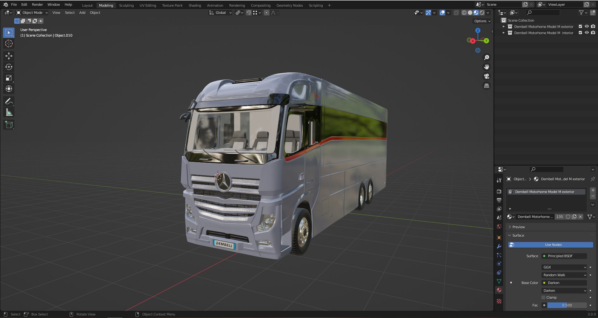 Dembell Motorhome Model M Grey-Blue Color Class A Mercedes-Benz Actros ...