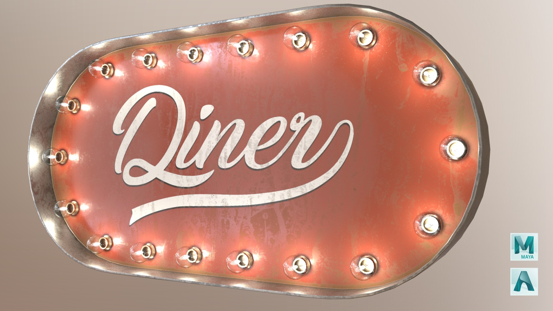 The American Sign Diner 3D Model - TurboSquid 1939830
