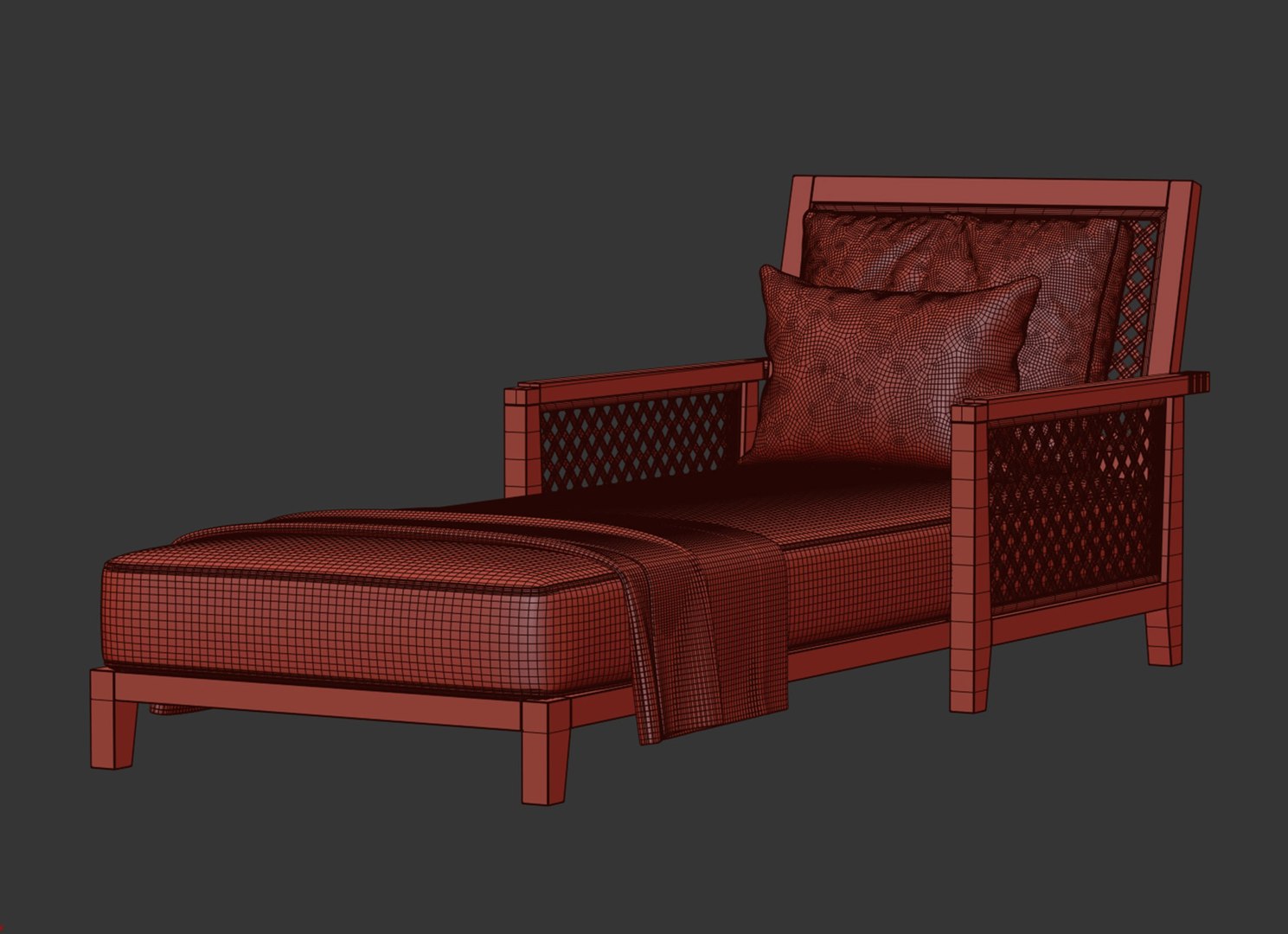 3D Karen Wooden Chaise Lounge By Bpoint Model - TurboSquid 2186669