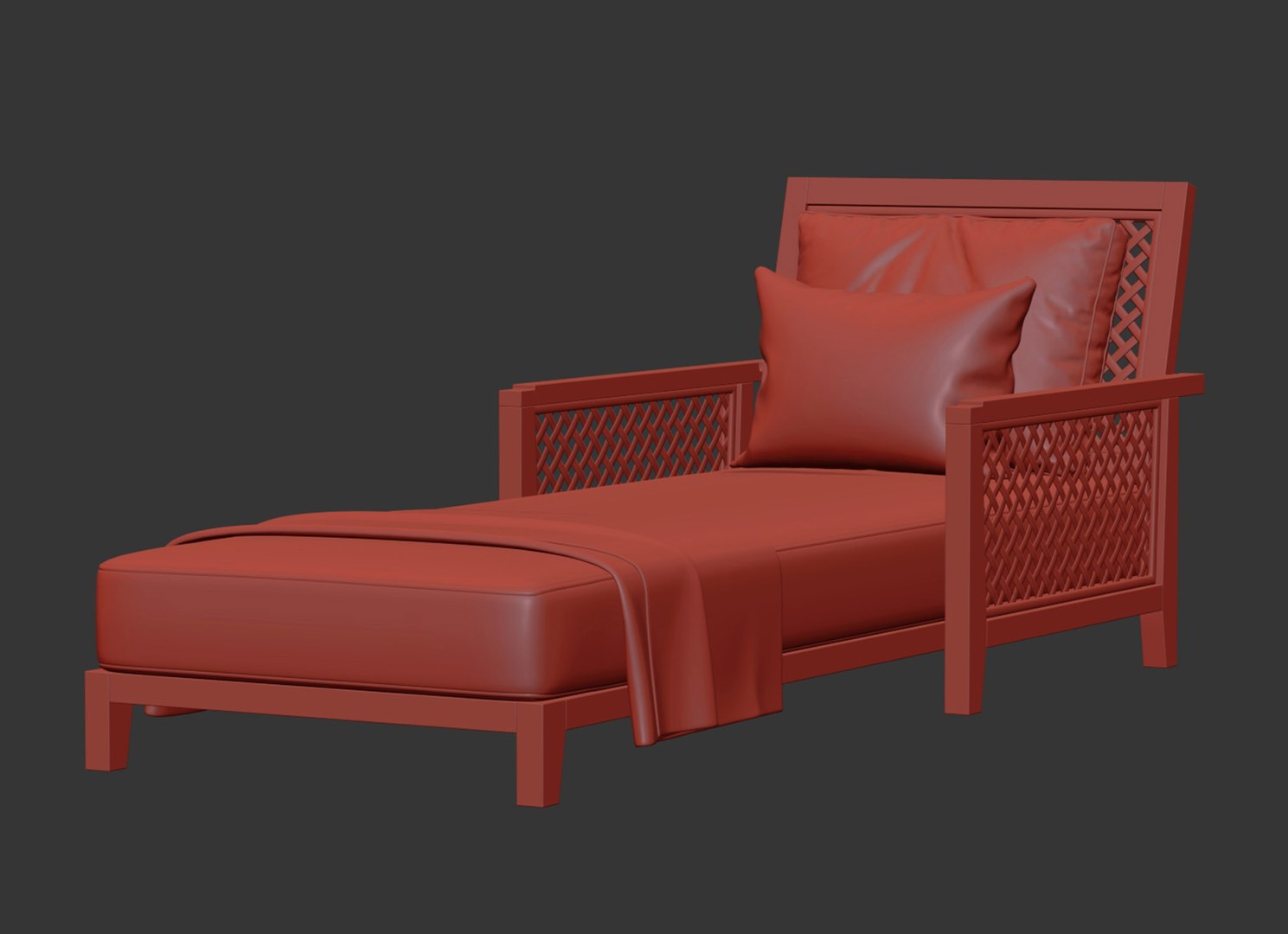 3D Karen Wooden Chaise Lounge By Bpoint Model - TurboSquid 2186669
