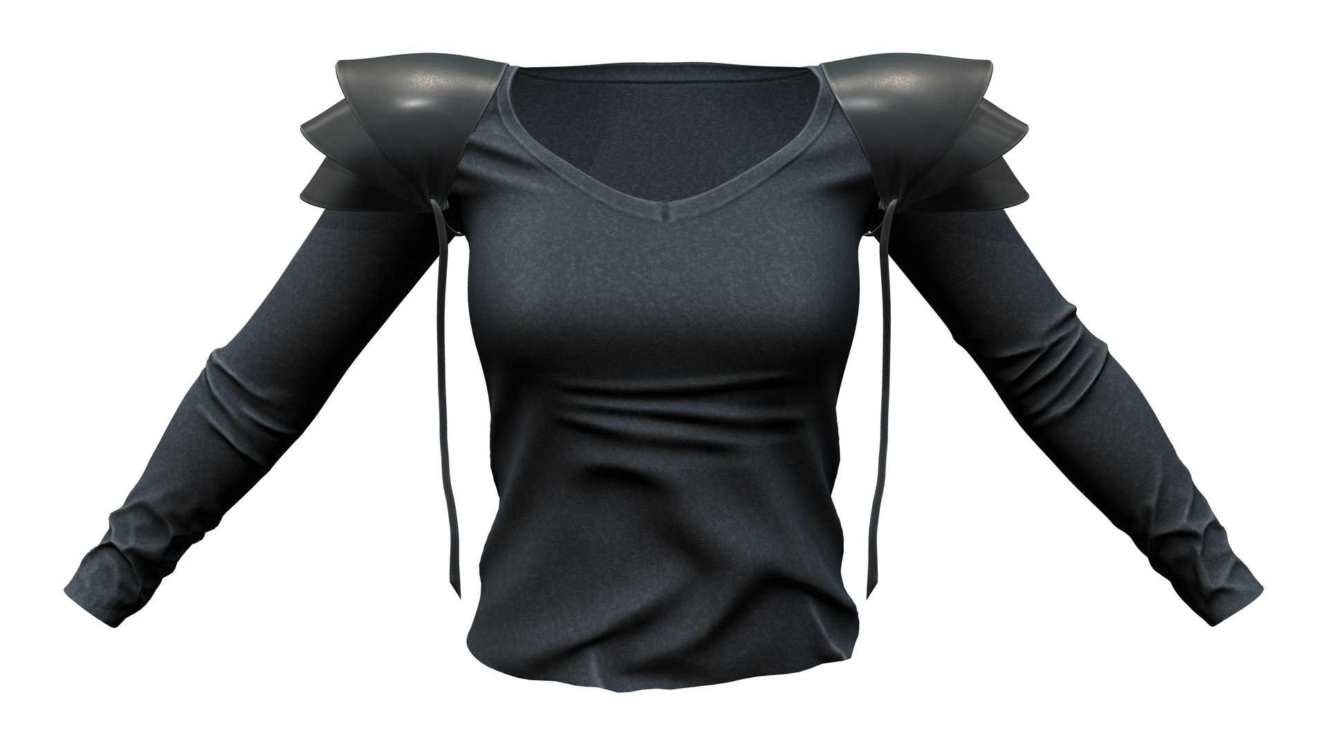 3D model Armour Shoulder Pads Long Sleeve Stretch Fashion Sweater Top ...