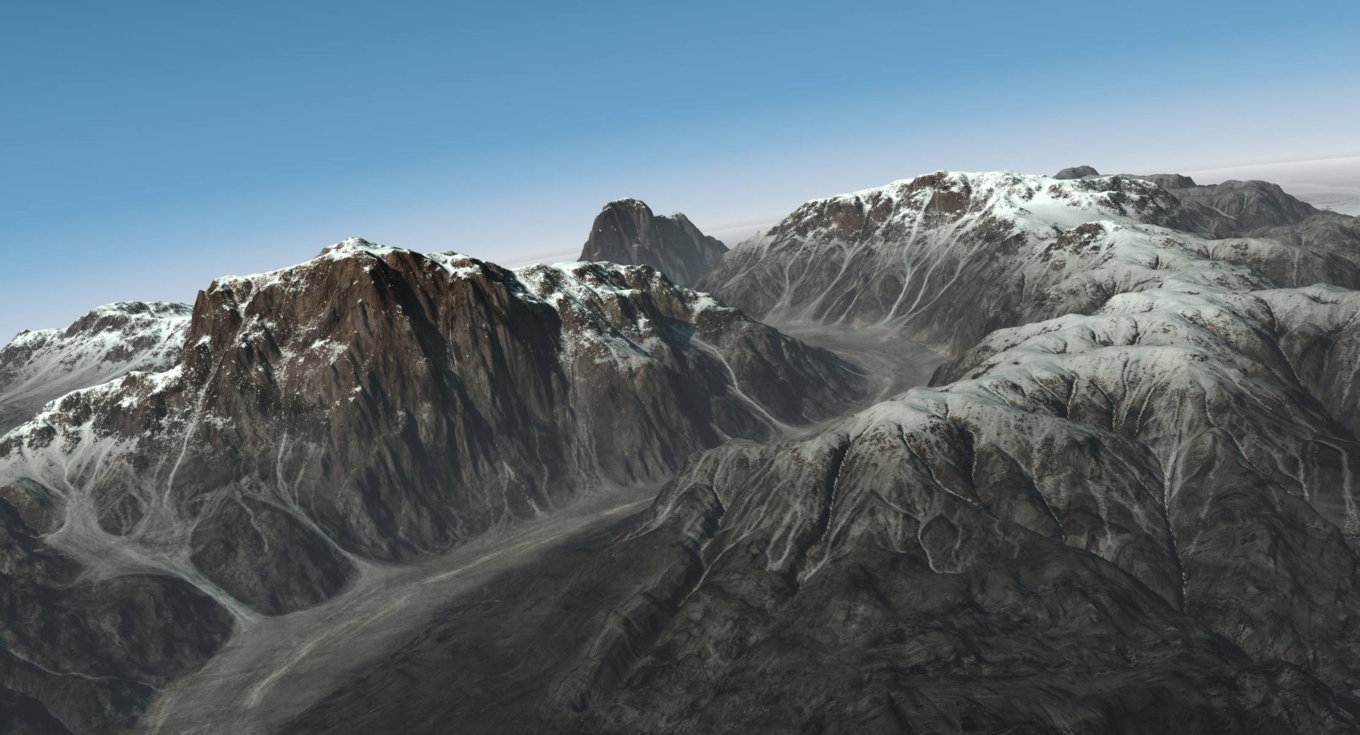 3d Mountain Range Ravine Terrain Landscape