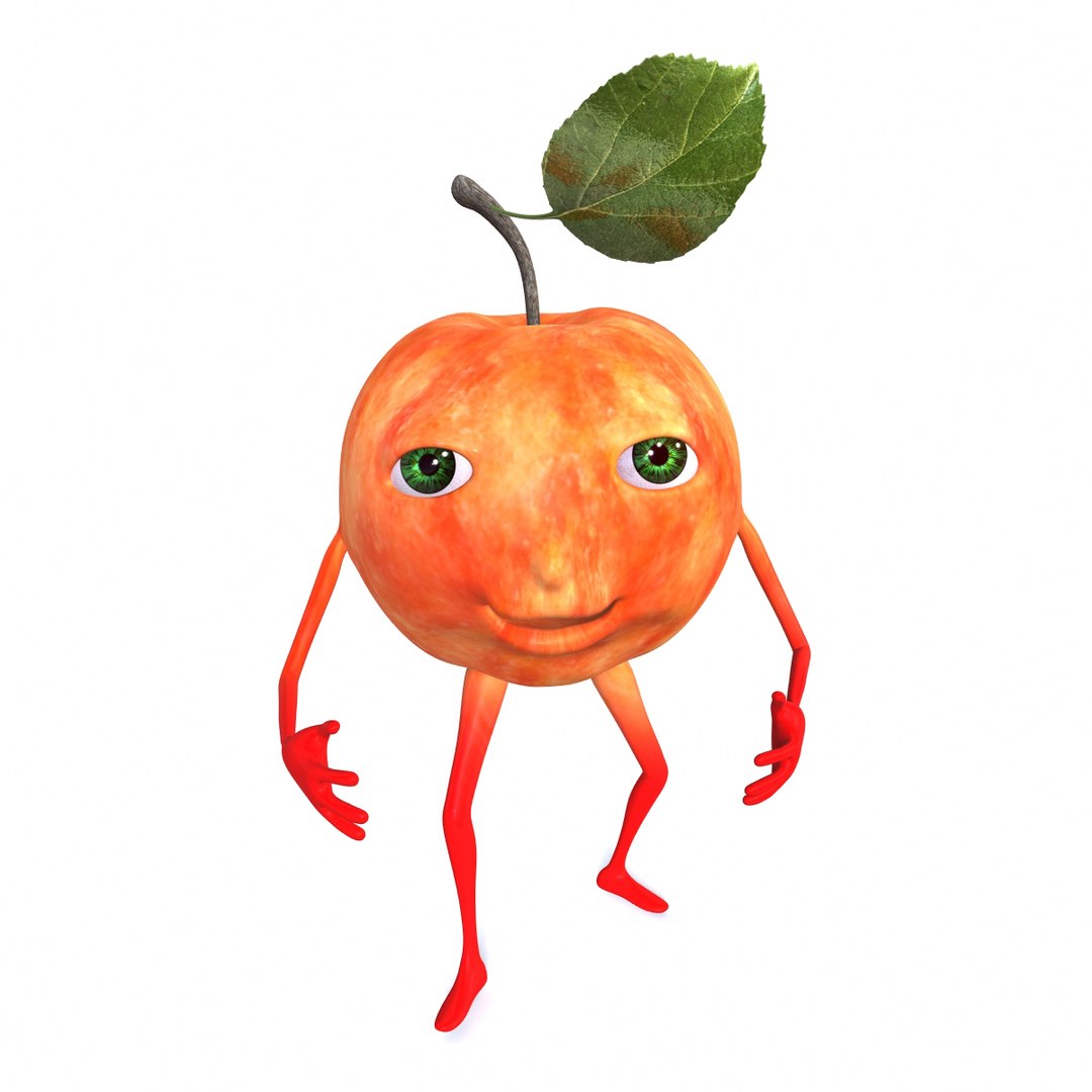 3d cartoon character apple