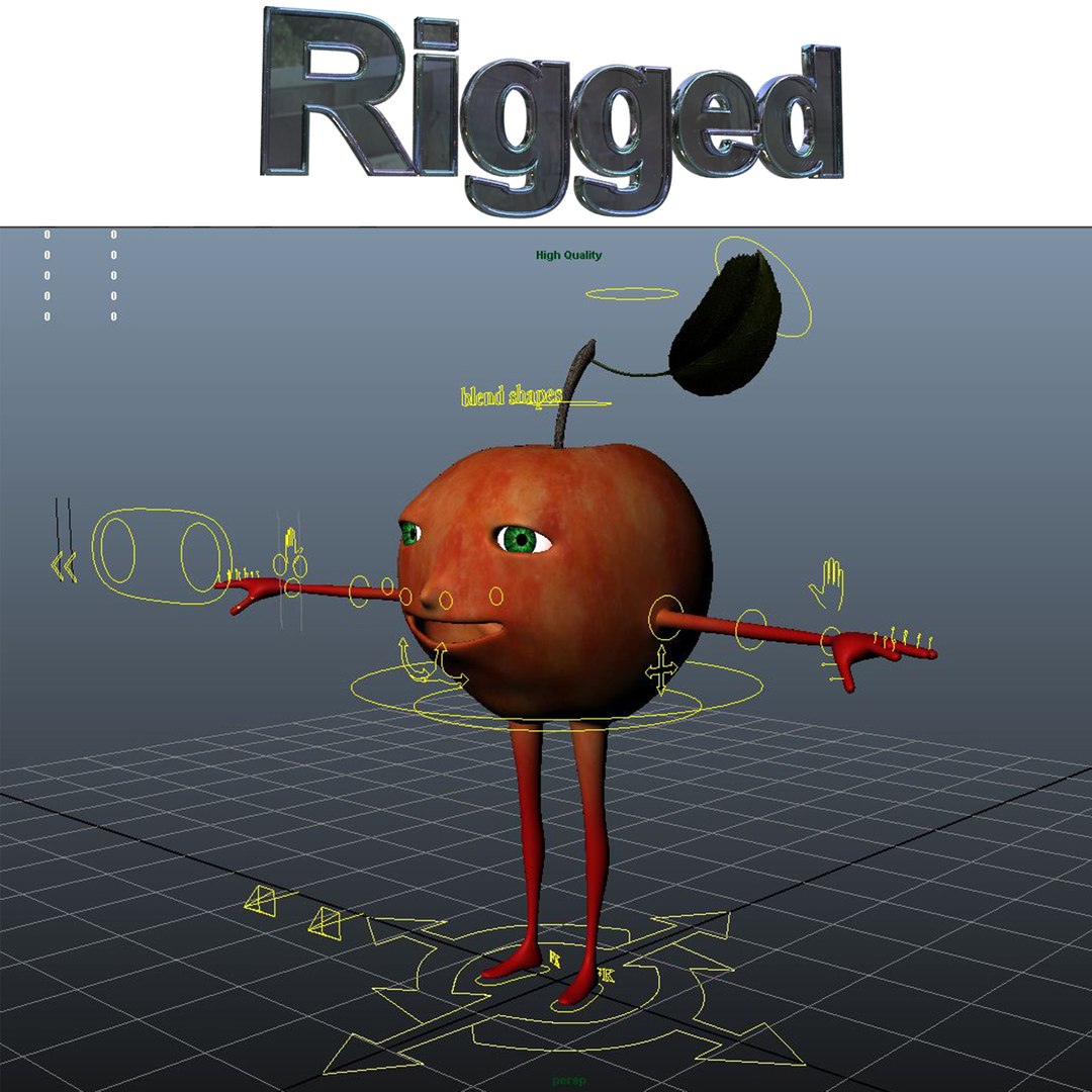 3d cartoon character apple