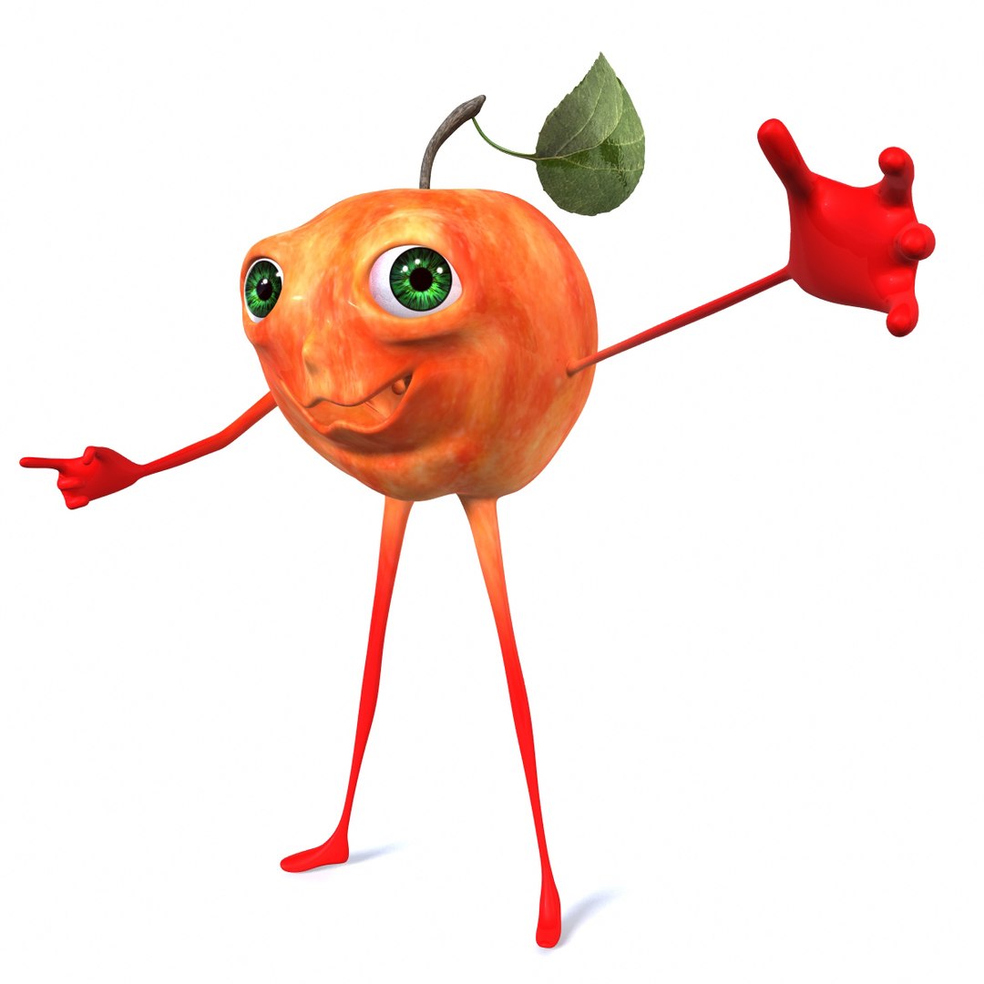 3d cartoon character apple