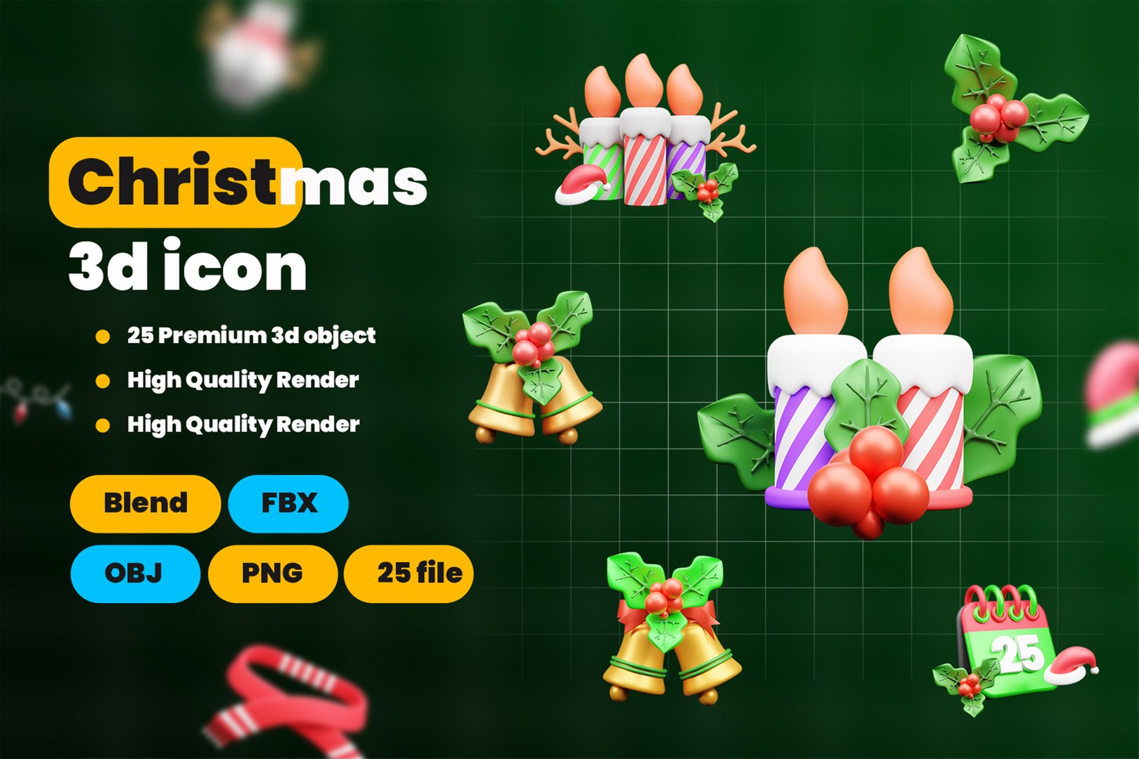 3D Model Christmas 3d Illustration Icon Pack - TurboSquid 2254308