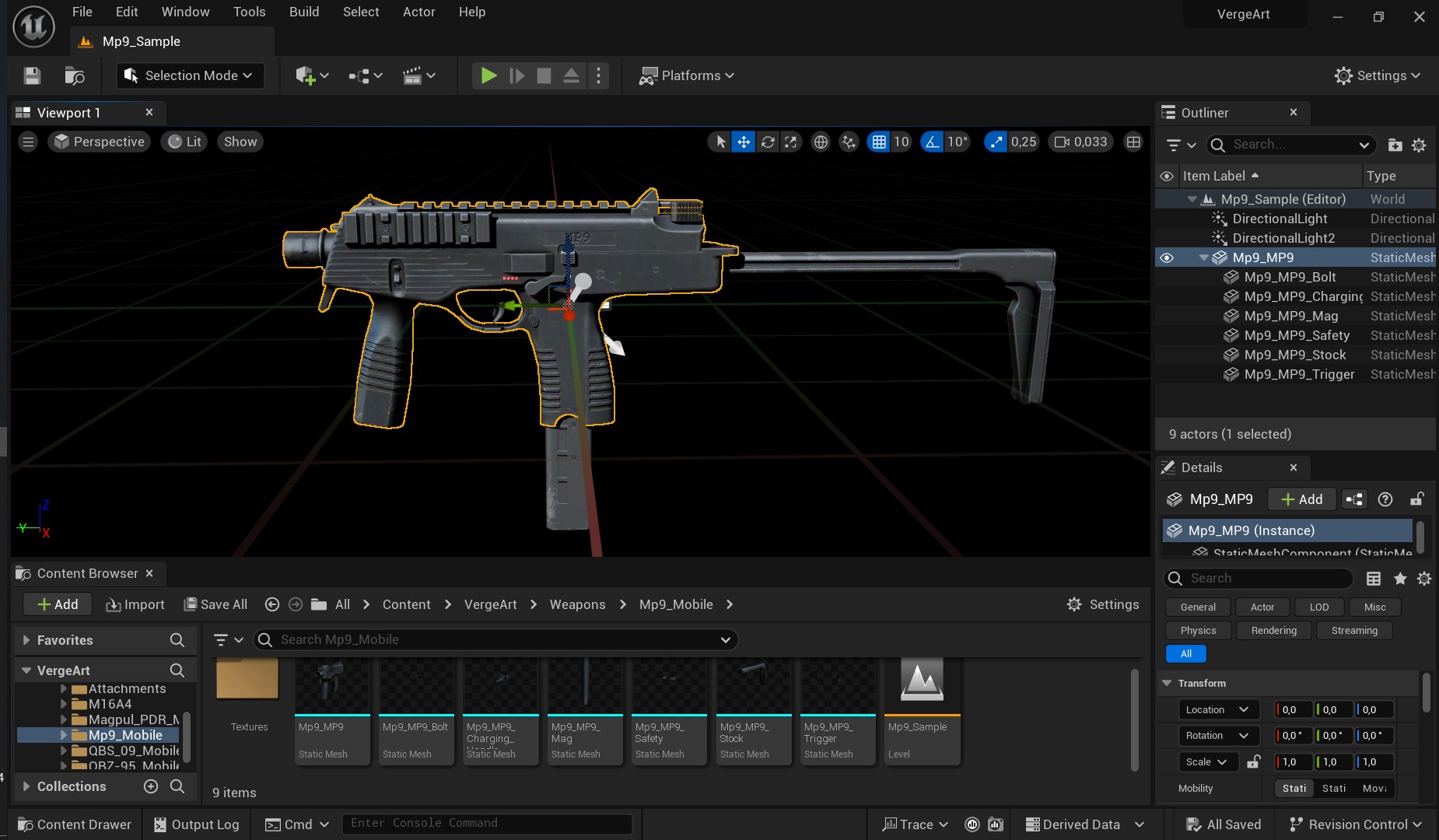 3D MP9 Submachine Gun - Mobile Ready Low Poly - TurboSquid 2279202