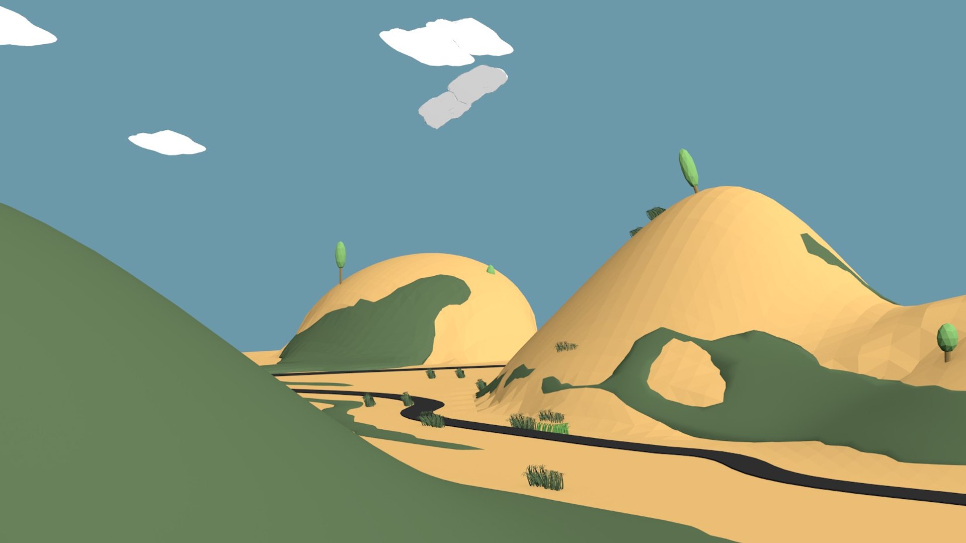 Free Cartoon Land 3d Model