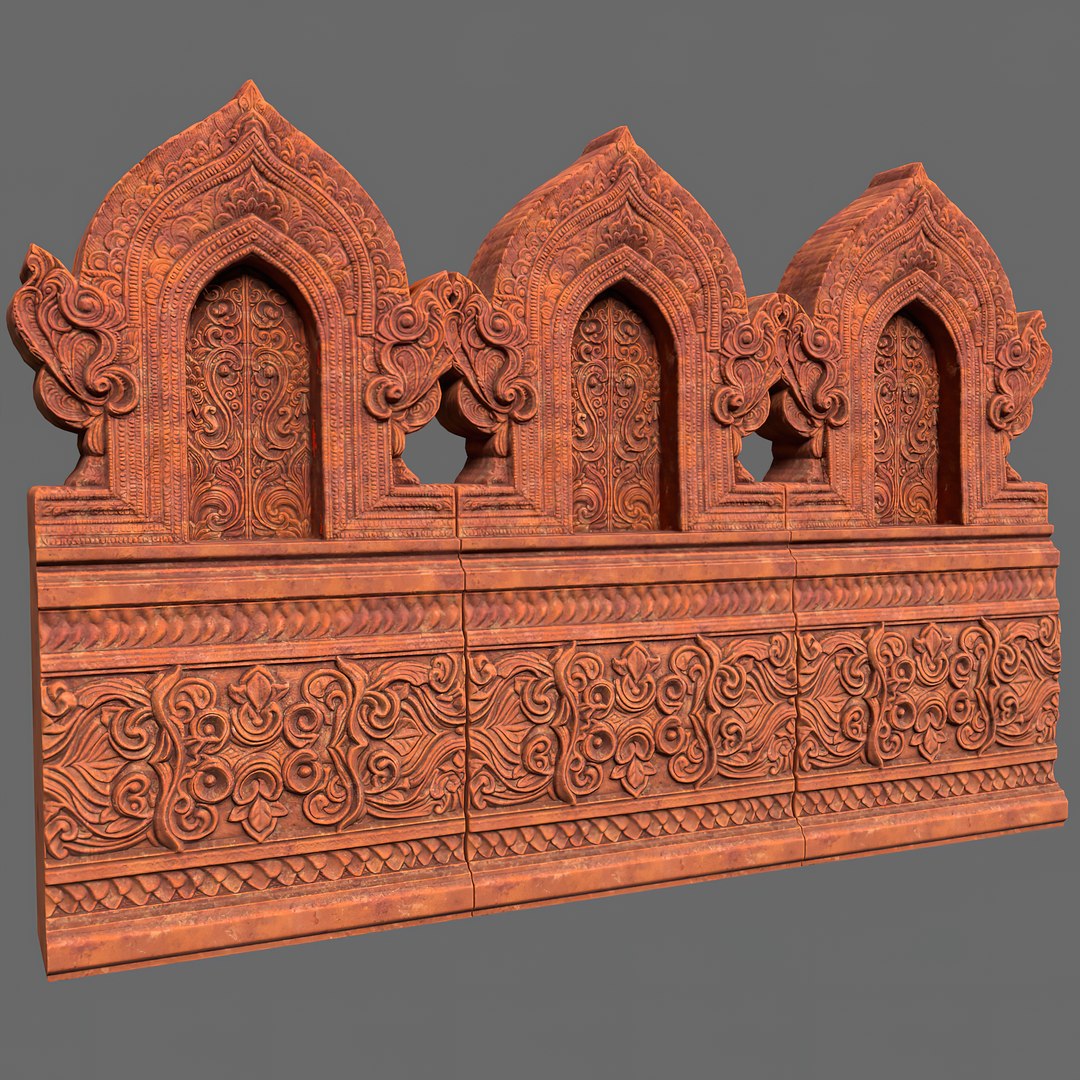 6 Low Poly PBR Asia Temple Walls Modular 3D Model - TurboSquid 2161999