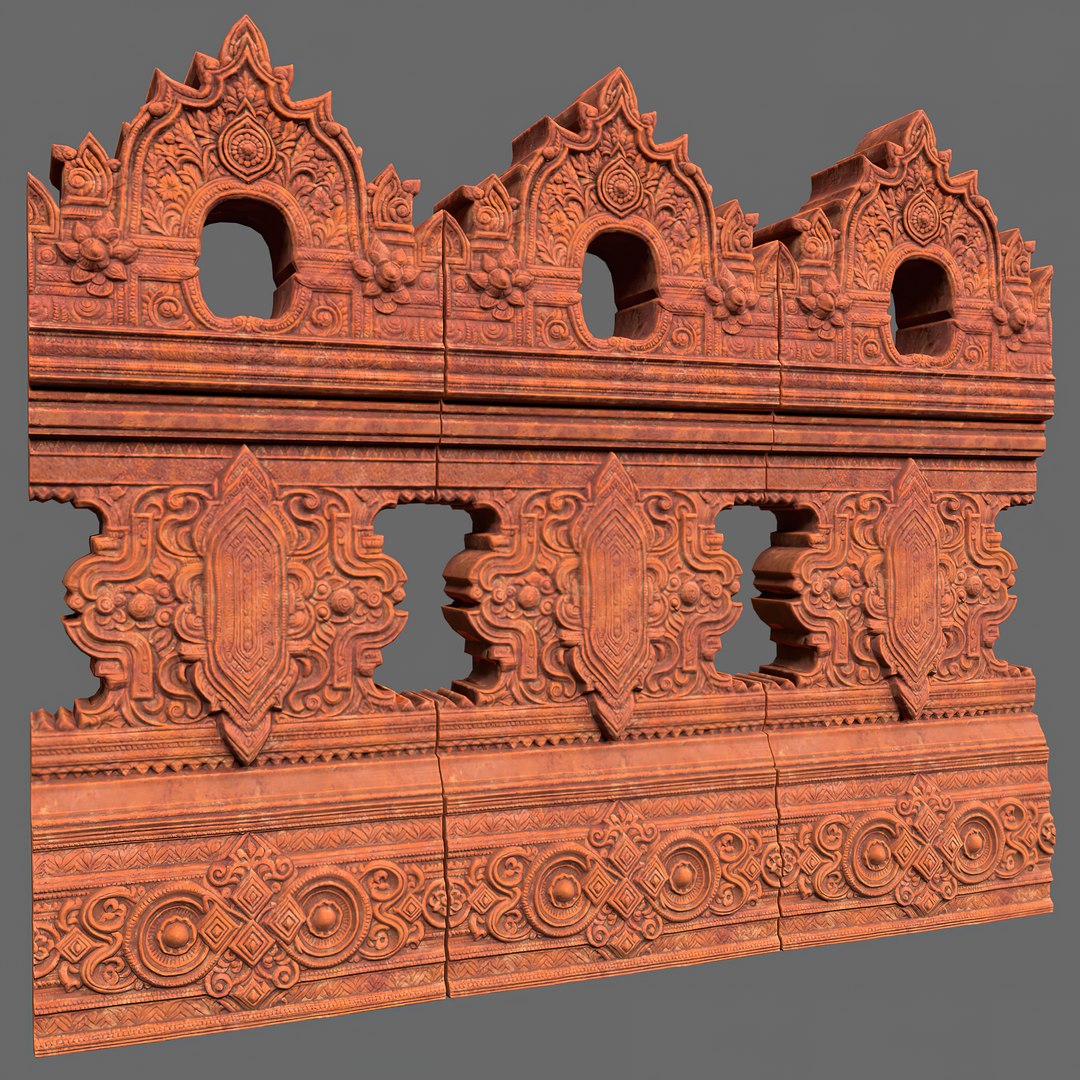 6 Low Poly PBR Asia Temple Walls Modular 3D Model - TurboSquid 2161999