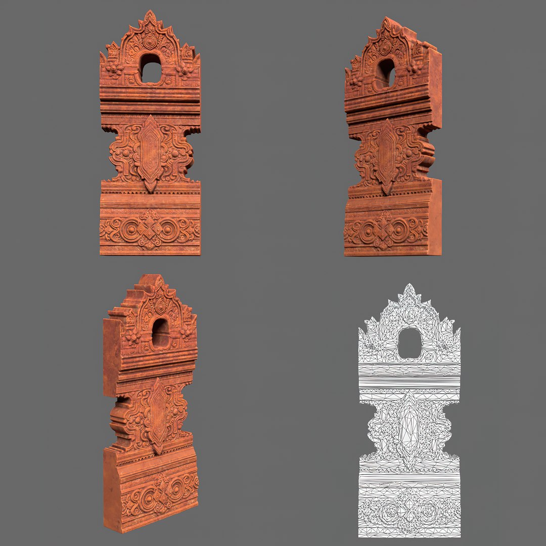 6 Low Poly PBR Asia Temple Walls Modular 3D Model - TurboSquid 2161999