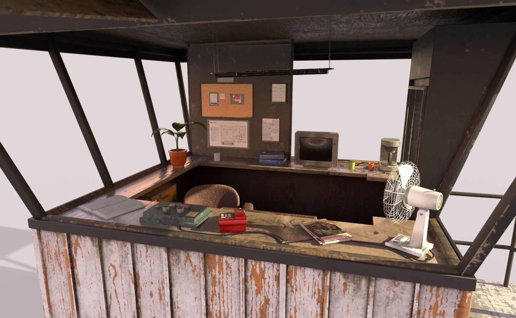 3D Old Security Booth - TurboSquid 1943242