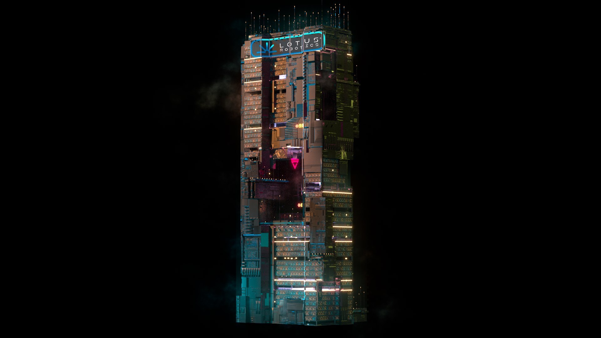 3D Sci-Fi Futuristic Cyberpunk Sci Fi City Building Skyscraper 13 ...