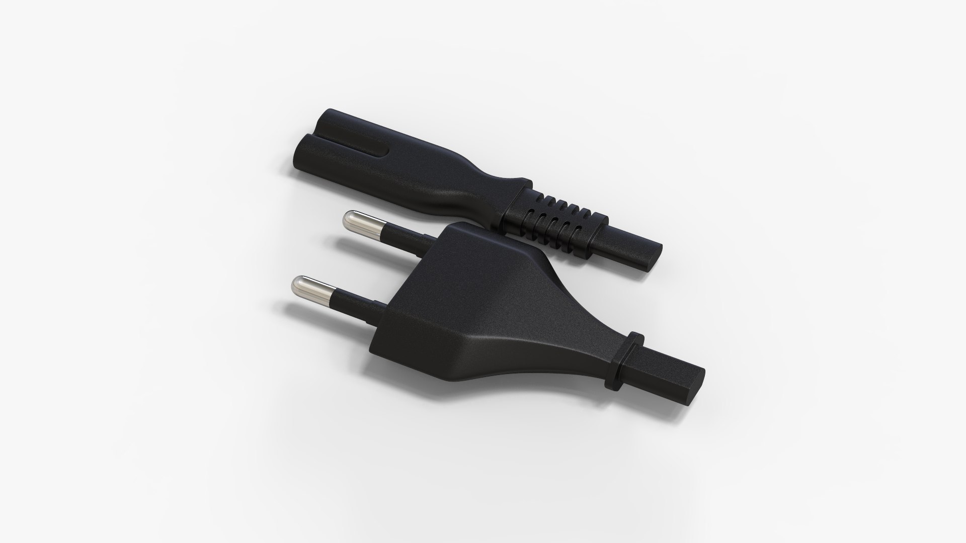3D Euro Power Cable 2-Pin Plug To IEC C7 Socket Model - TurboSquid 2411331
