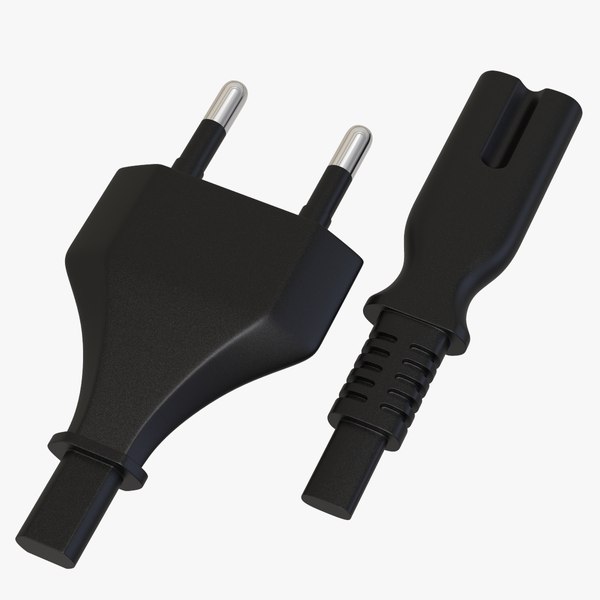 modelo 3d Cable de alimentación europeo de 2 pines a conector IEC C7 ...