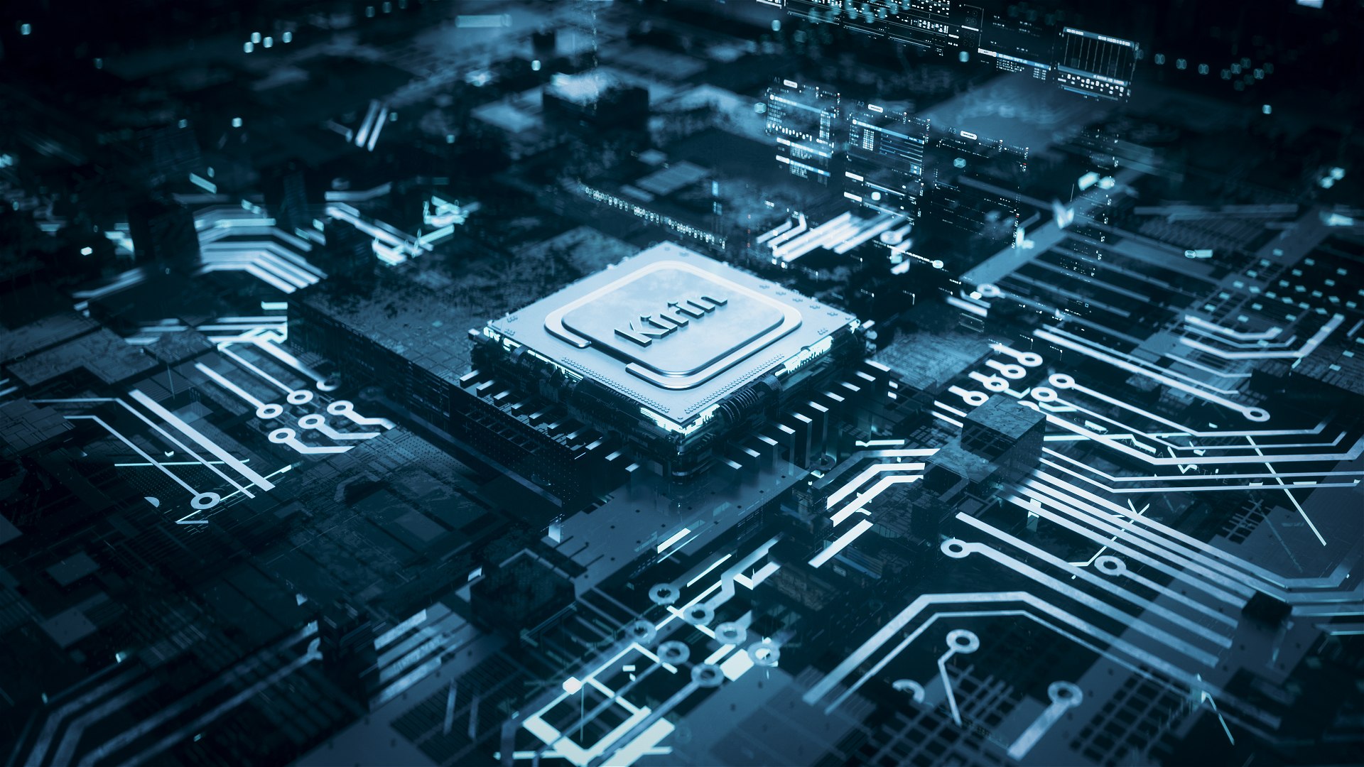 3D C4D Octane CPU Chip Core Capacitance Scifi Circuit Board 3D Model ...