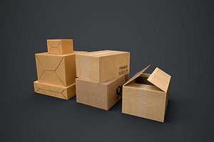 3d model cardboard boxes