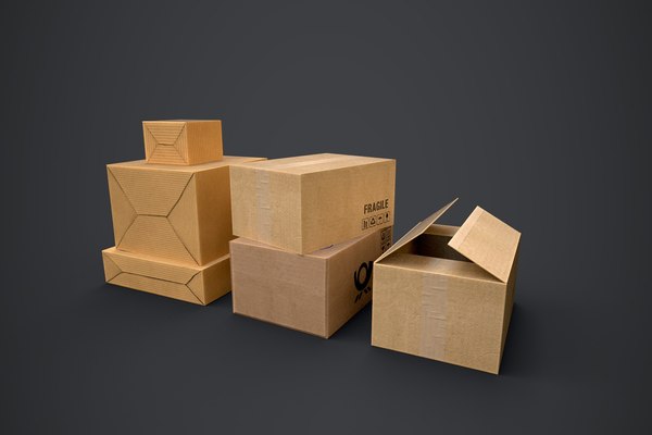 3d model cardboard boxes