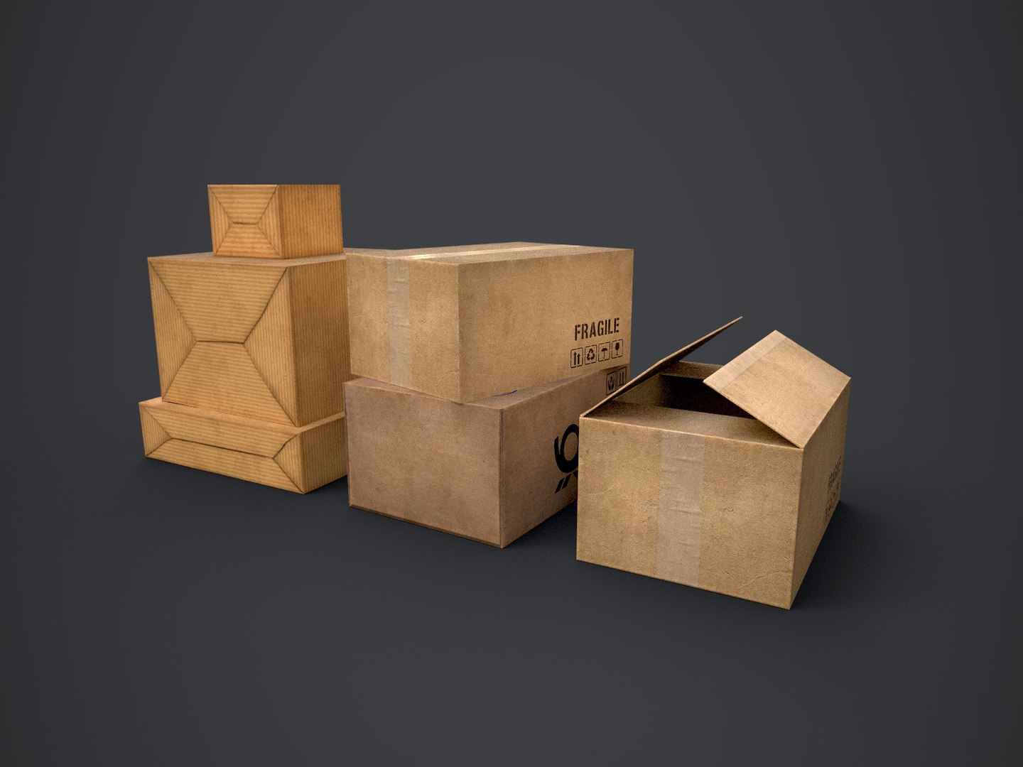 3D Model Cardboard Boxes Pack - TurboSquid 1591650