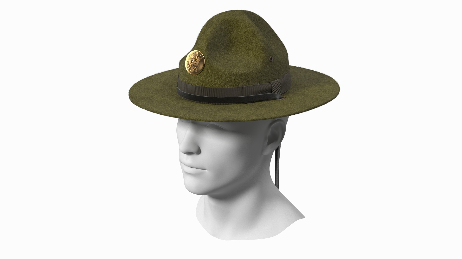 Military Campaign Hat With Cockade Green On Mannequin Fur 3D Model ...