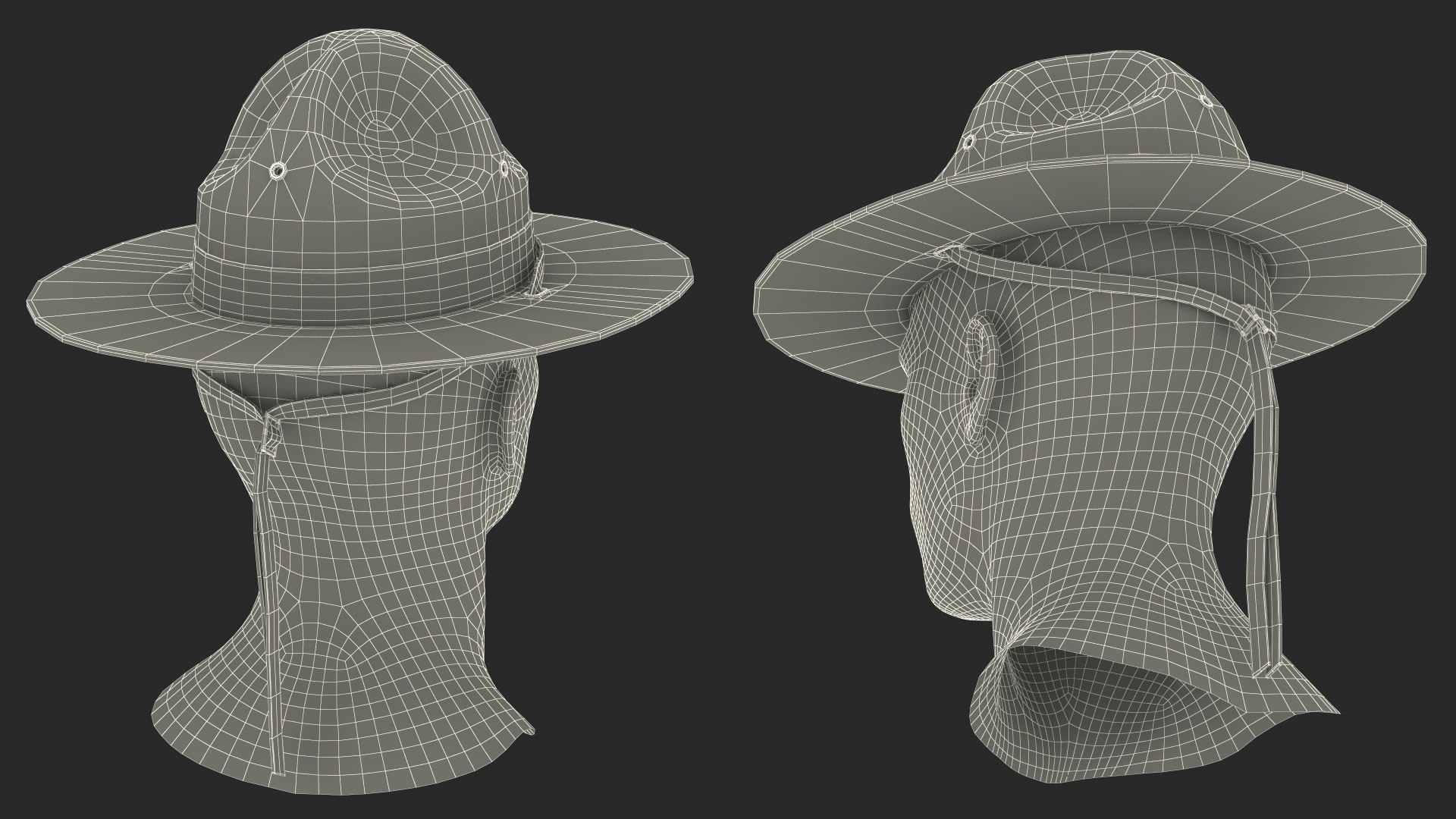 Military Campaign Hat with Cockade Green on Mannequin Fur 3D model ...