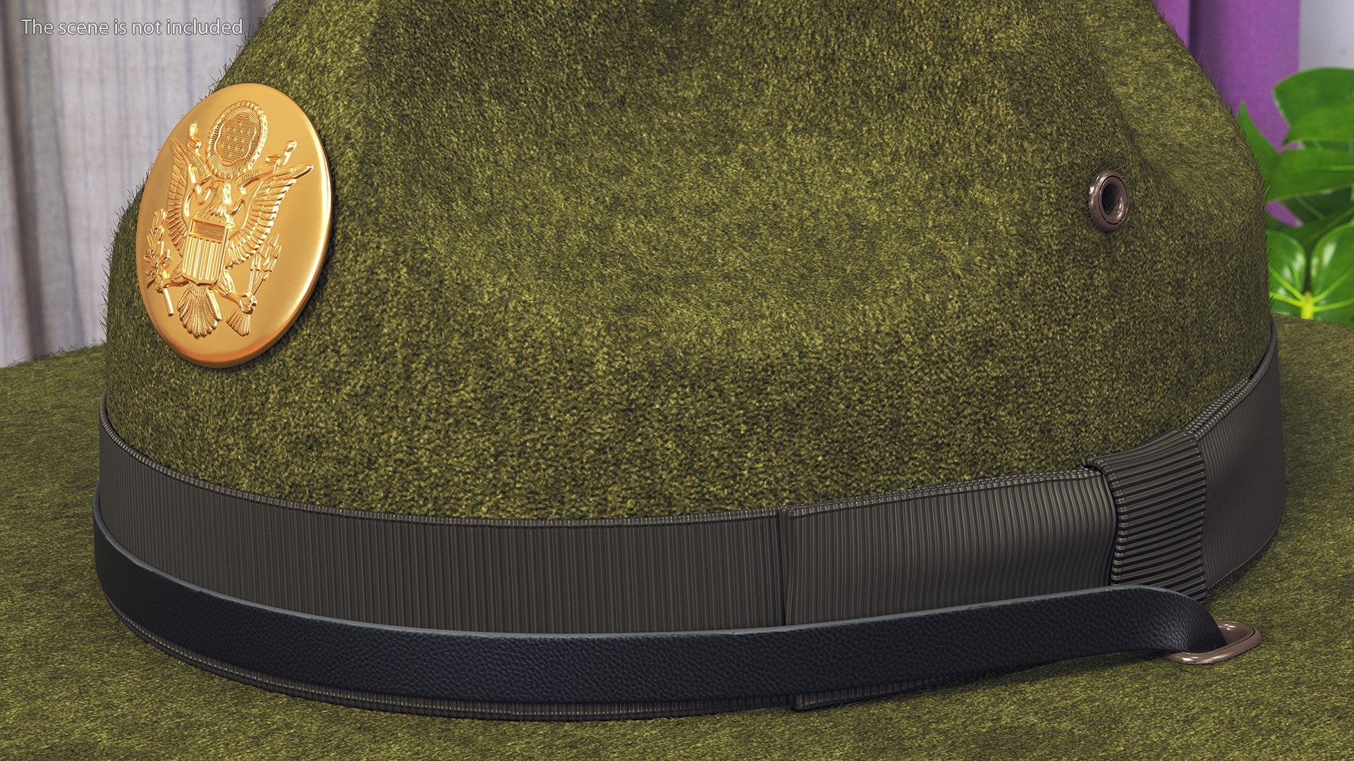 Military Campaign Hat With Cockade Green On Mannequin Fur 3D Model ...