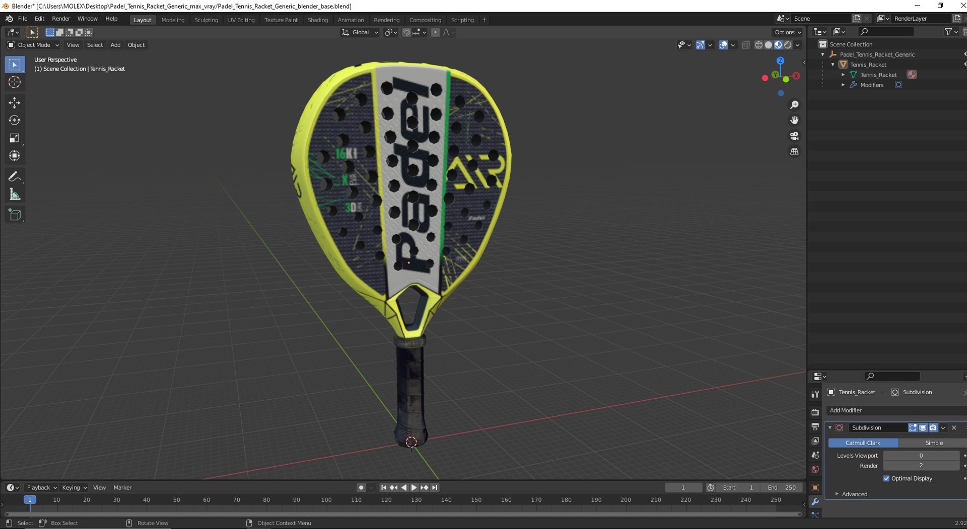 Padel Tennis Racket Generic Model - TurboSquid 2234973