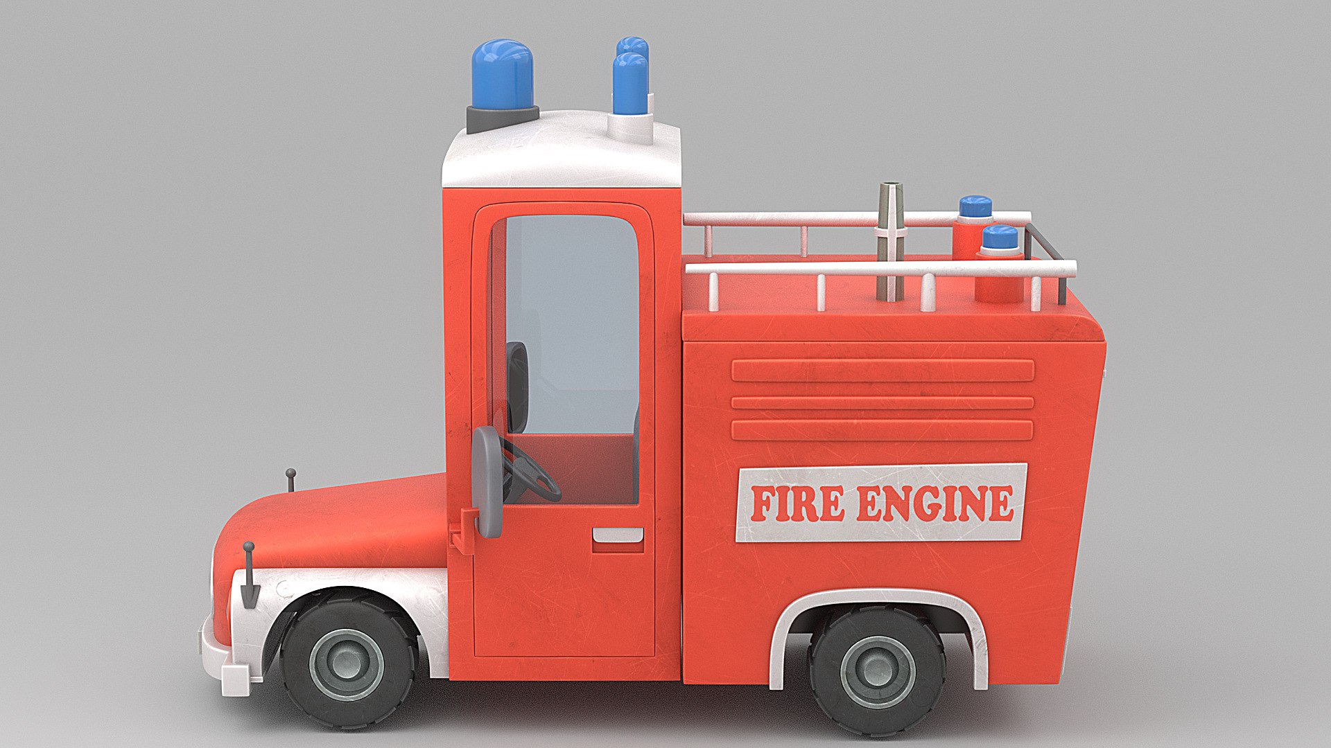 3D Cartoon Fire Engine Model - TurboSquid 2027367