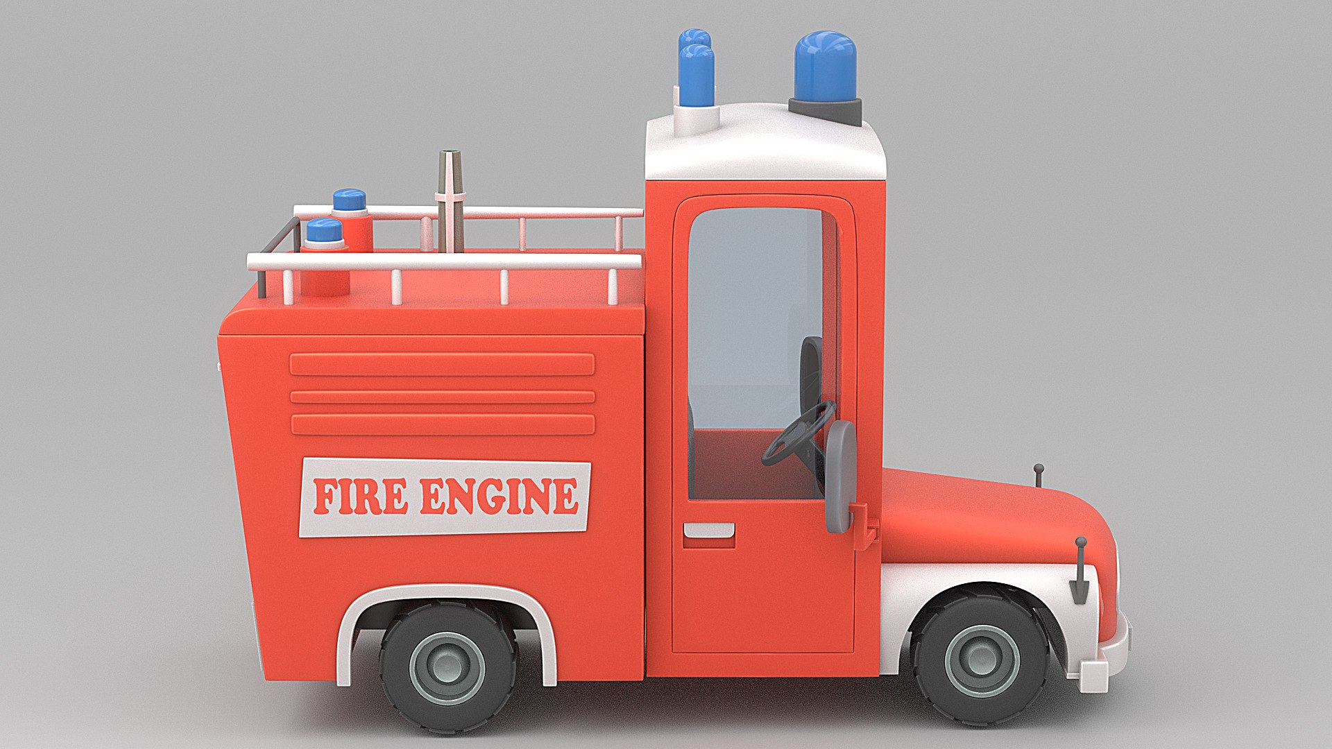 3D Cartoon Fire Engine Model - TurboSquid 2027367