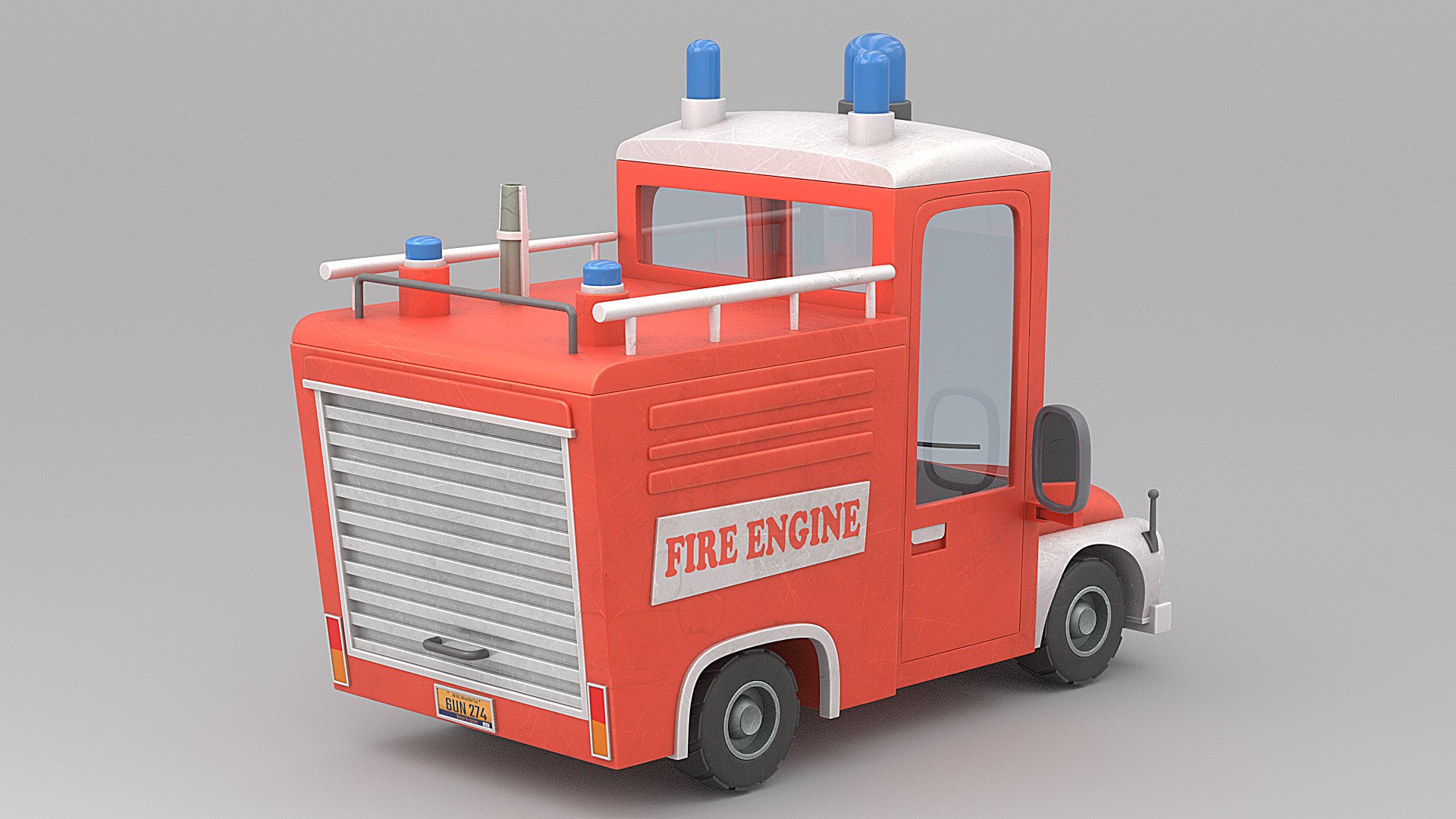 3D Cartoon Fire Engine Model - TurboSquid 2027367