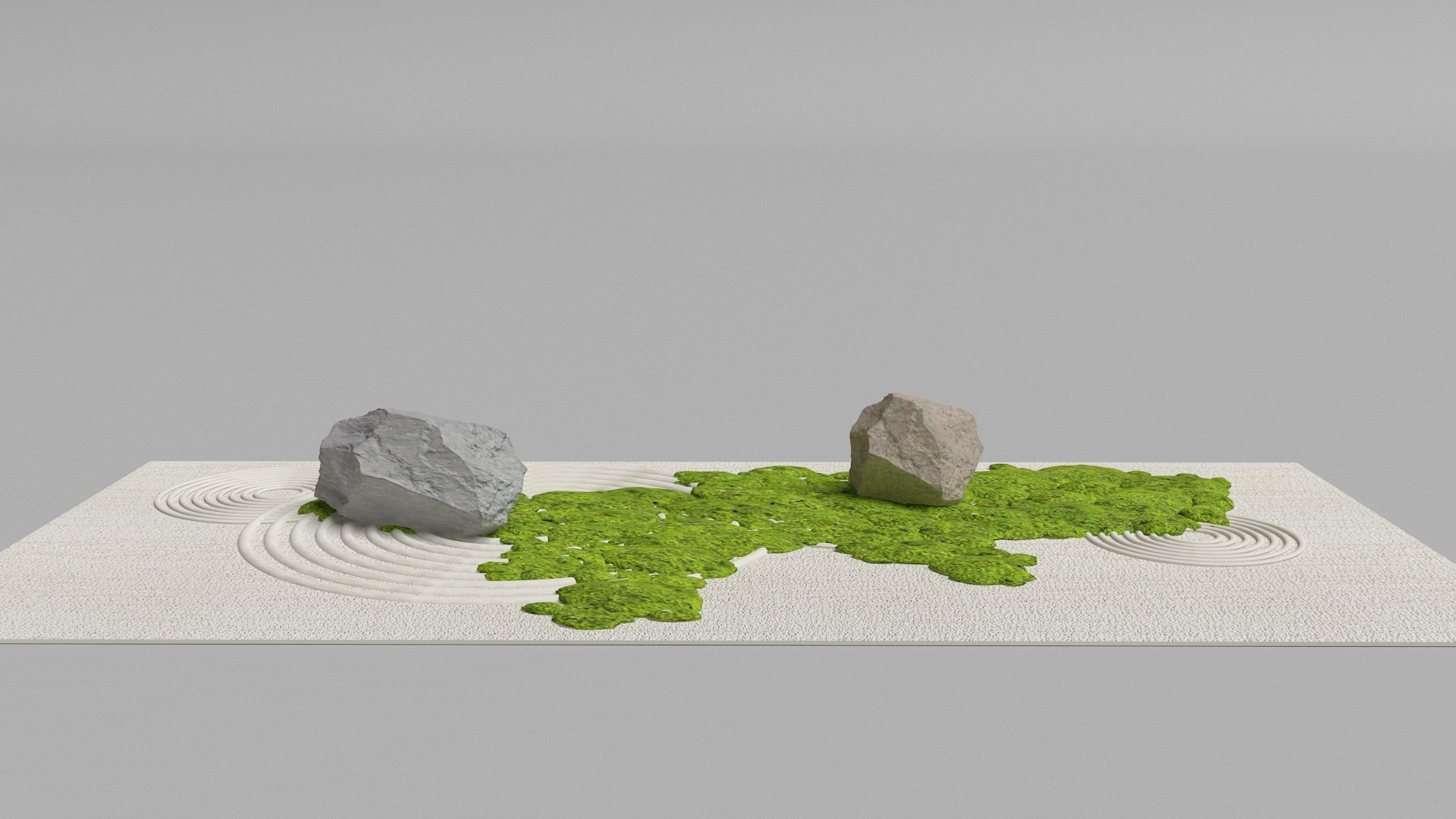 Minimalist Japanese Zen Garden With Stones And Moss 3D Model ...