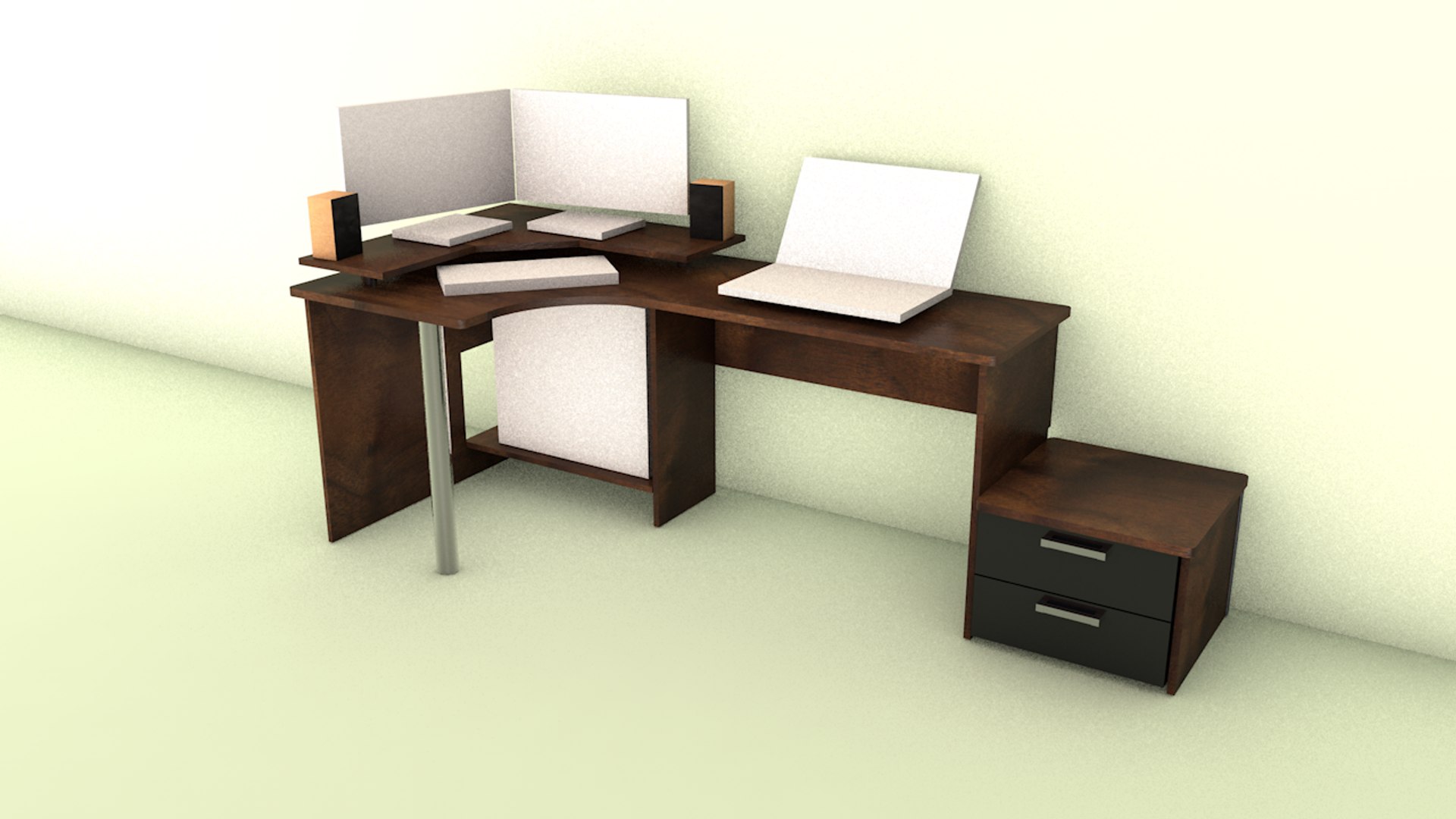 3d model pc table drawers