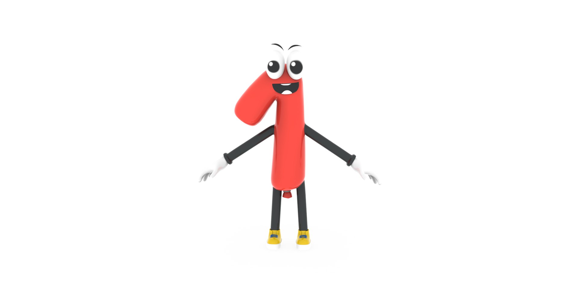 3D Model Number One 1 Cartoon Animated - TurboSquid 2122698