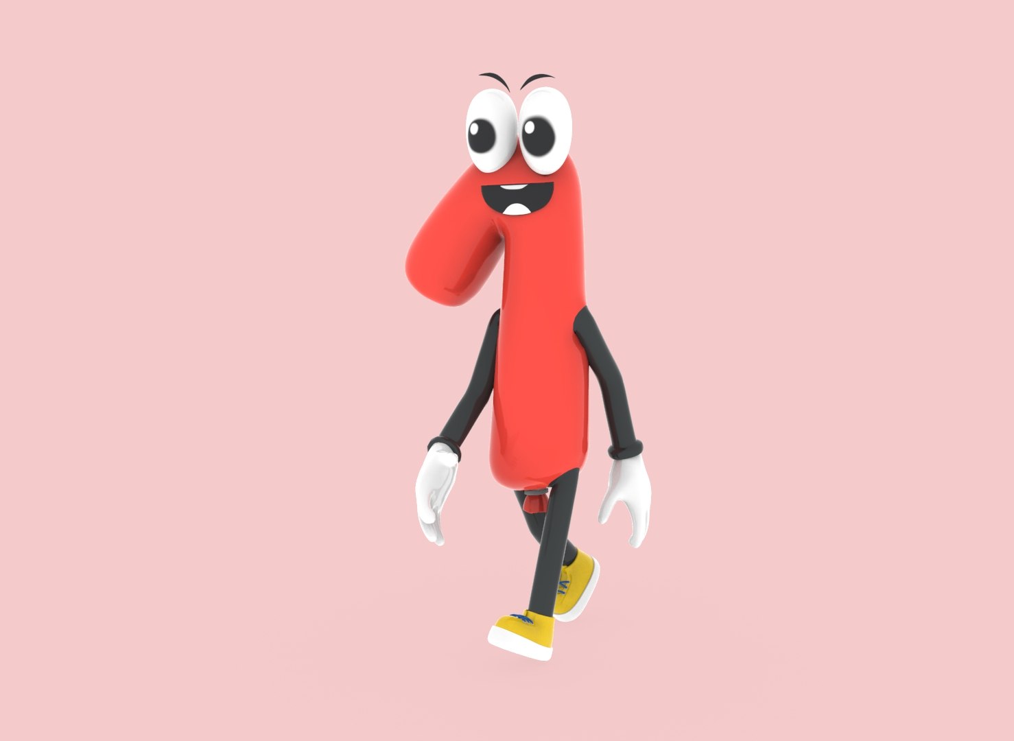 3D Model Number One 1 Cartoon Animated - TurboSquid 2122698