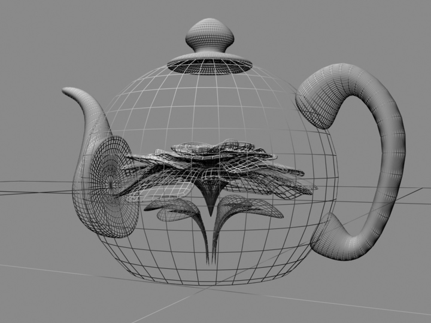 Realistic Glass Teapot Rose Flower 3d Model