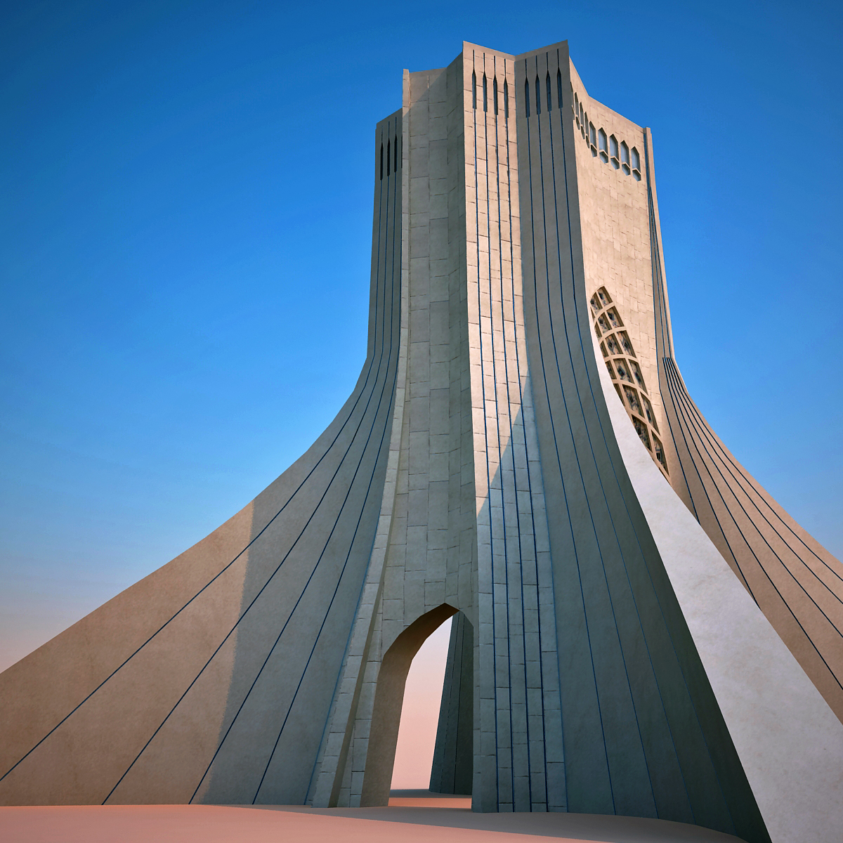 realistic azadi tower 3d c4d