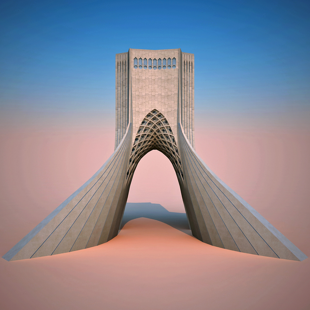 realistic azadi tower 3d c4d