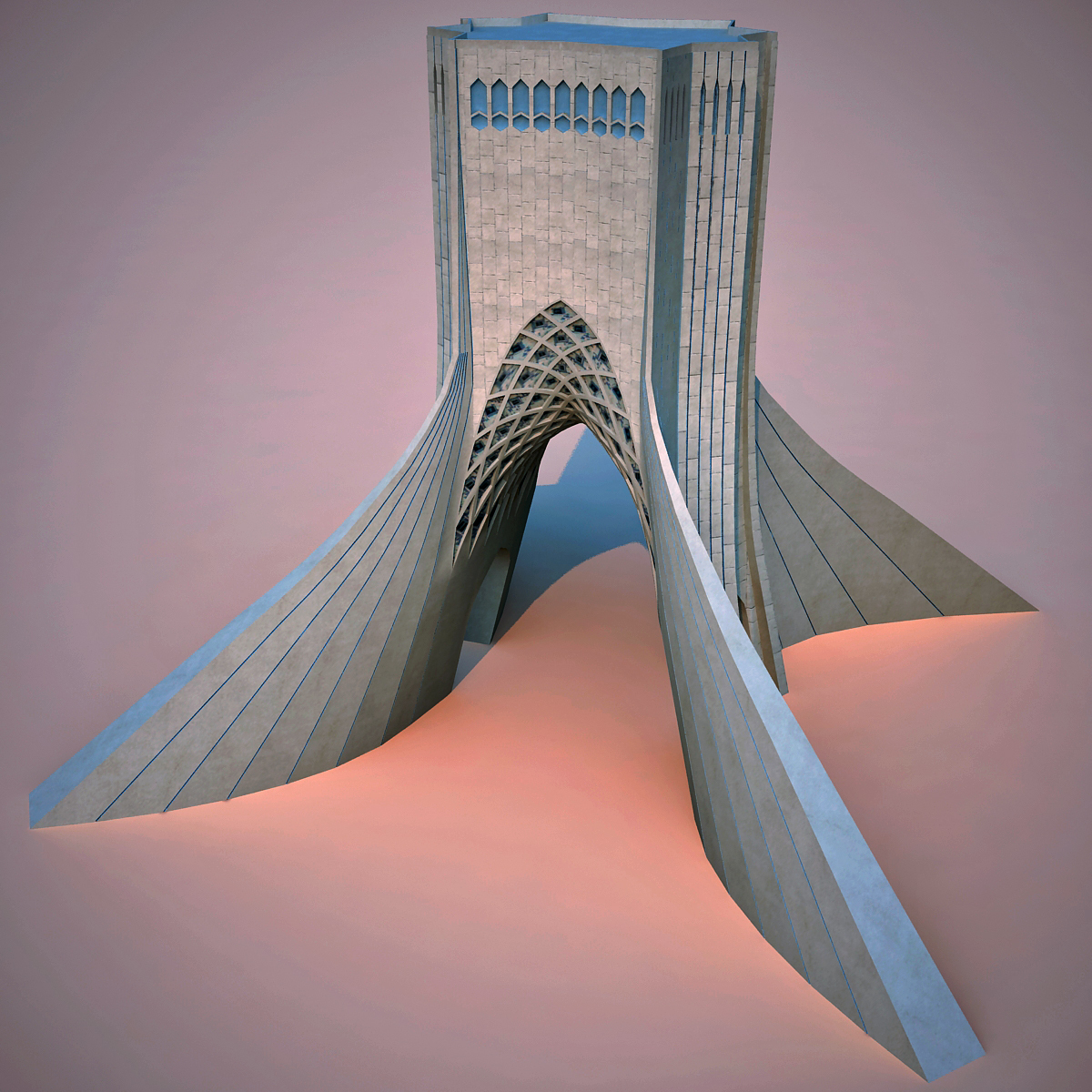 realistic azadi tower 3d c4d