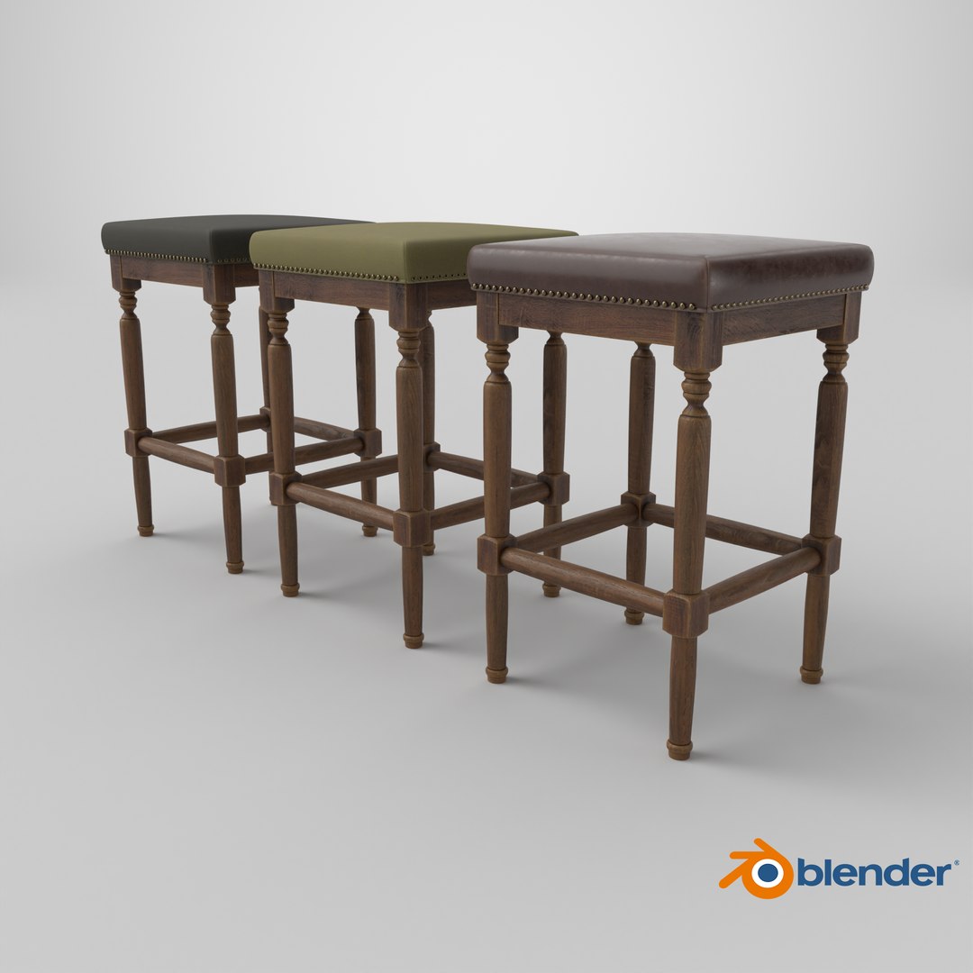 3D Counter Stool 3 Colors Model - TurboSquid 2207244