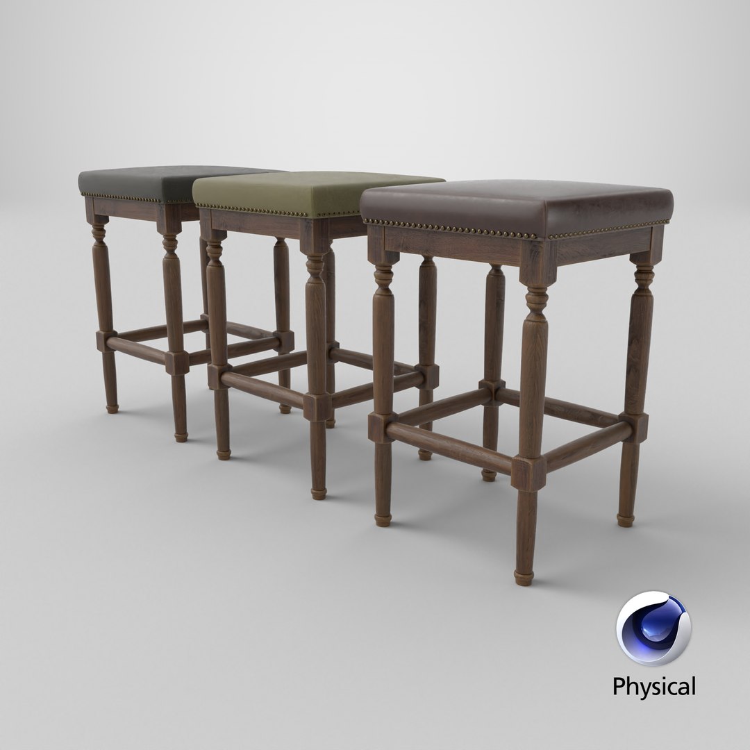3D Counter Stool 3 Colors Model - TurboSquid 2207244