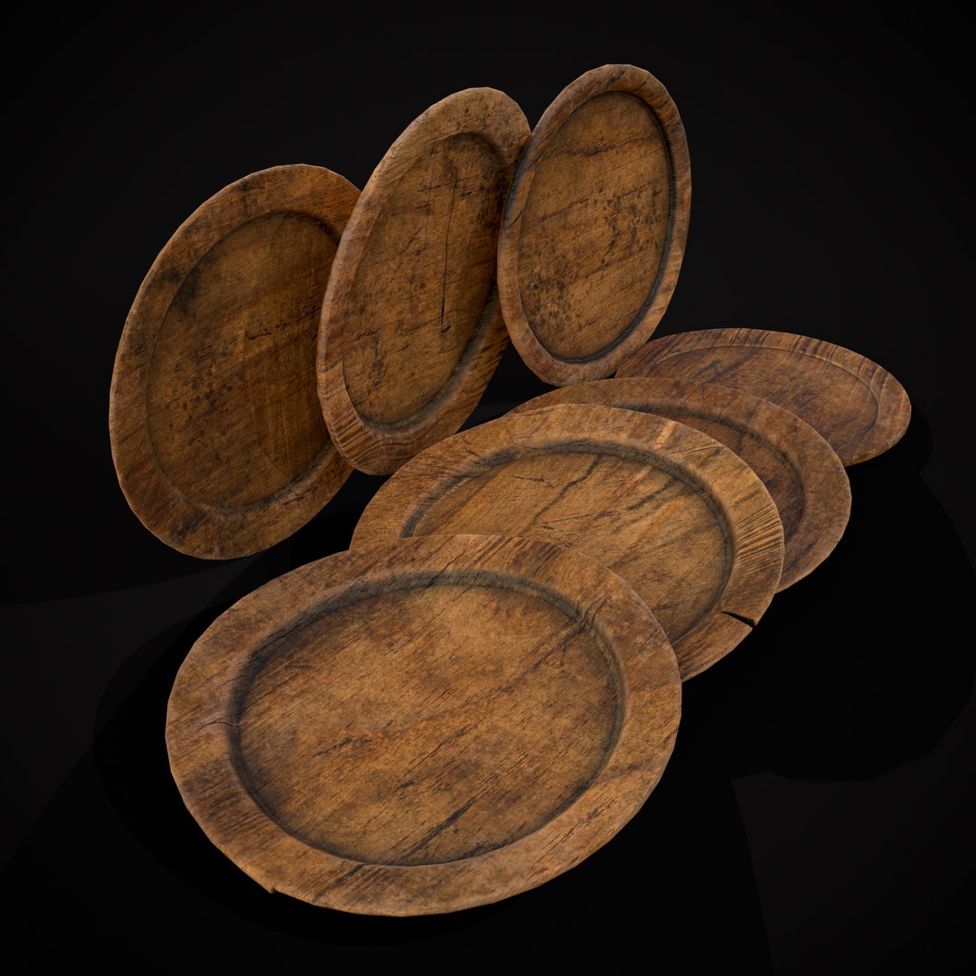 Large Rustic Wooden Plates 3D model - TurboSquid 1979792