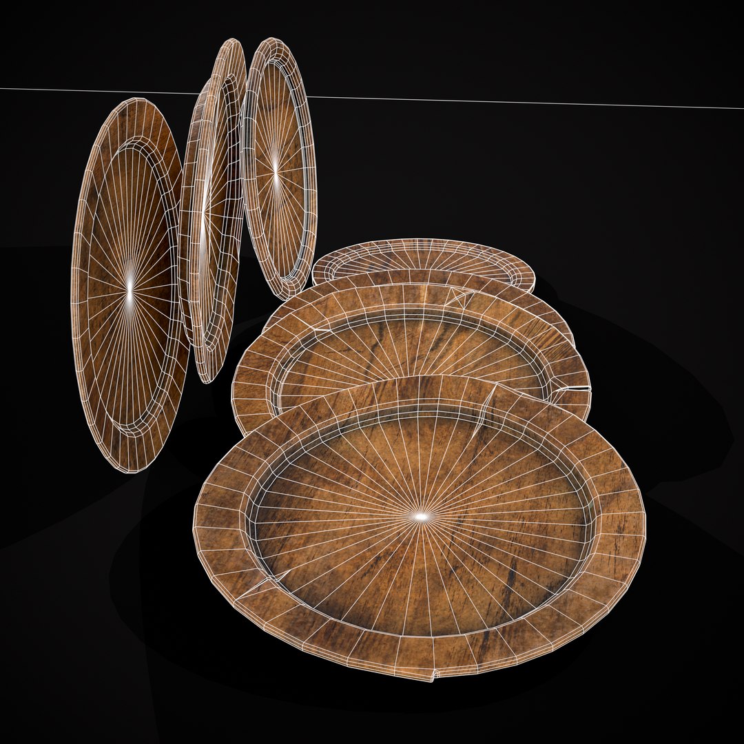 Large Rustic Wooden Plates 3D model - TurboSquid 1979792
