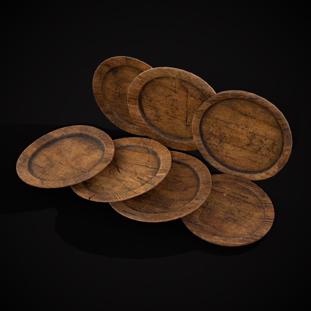 Large Rustic Wooden Plates 3D model - TurboSquid 1979792